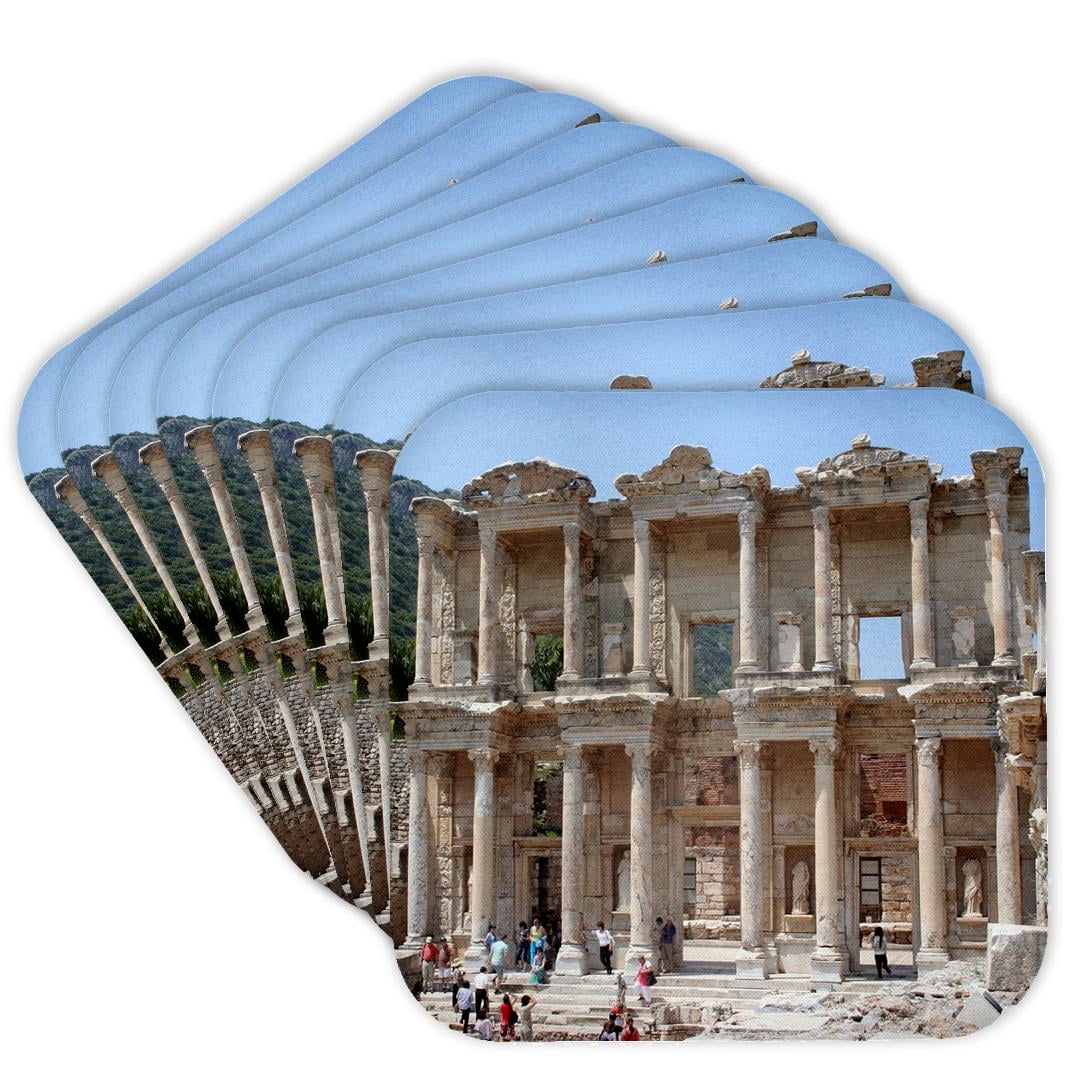 3drose, Ancient Ephesus Library Turkiye, Set of 8 Coasters - Soft ...