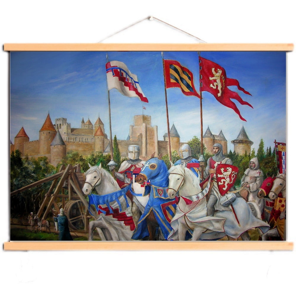 Ancient European Crusader Warrior Banner Wall Hanging Cloth Knights ...