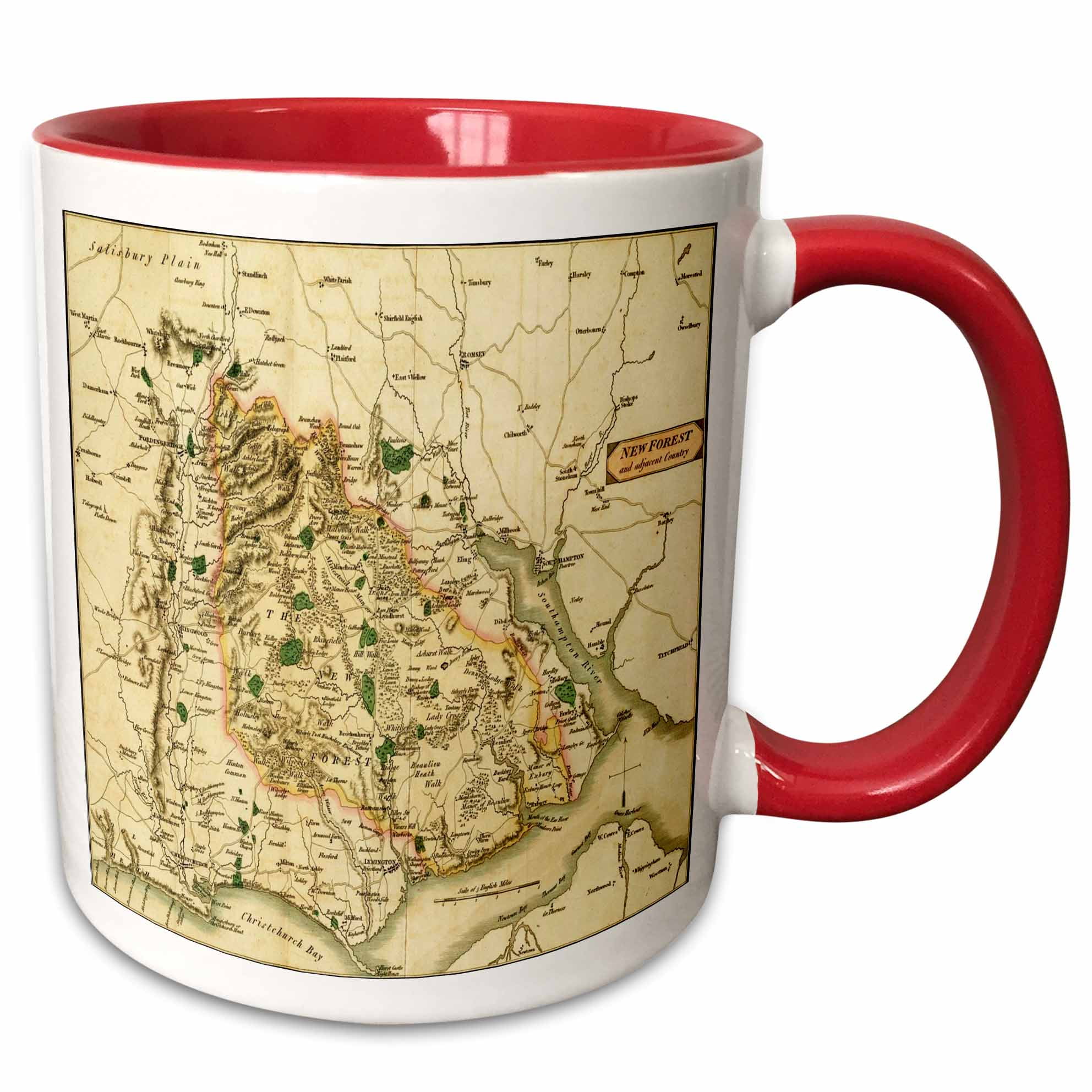 3drose, Ancient Fantasy Map, 11oz Two-tone Red Mug - Walmart.com