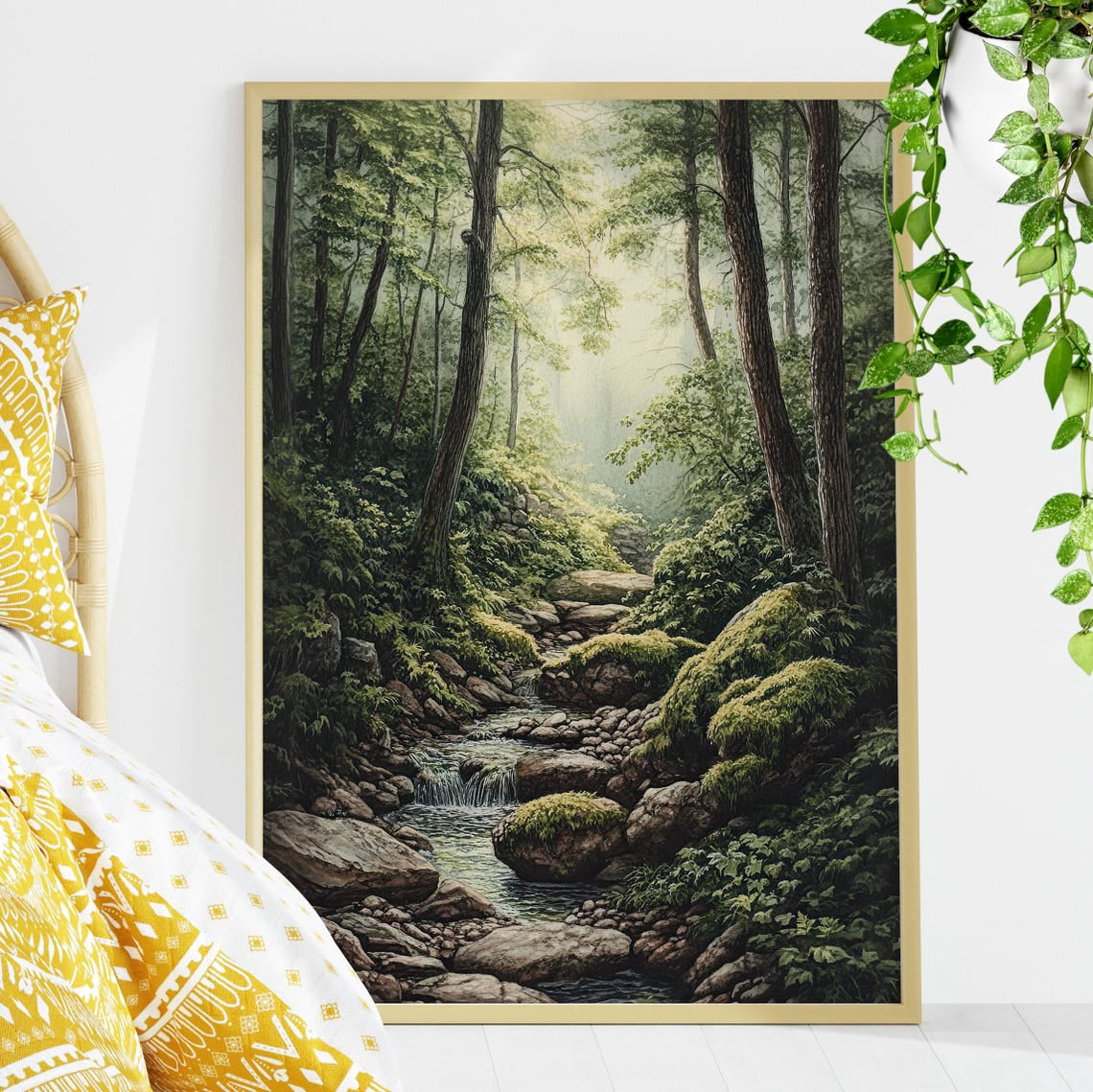 Ancient Forest Mossy Stream Nature Serene Woodland Landscape Tranquil ...