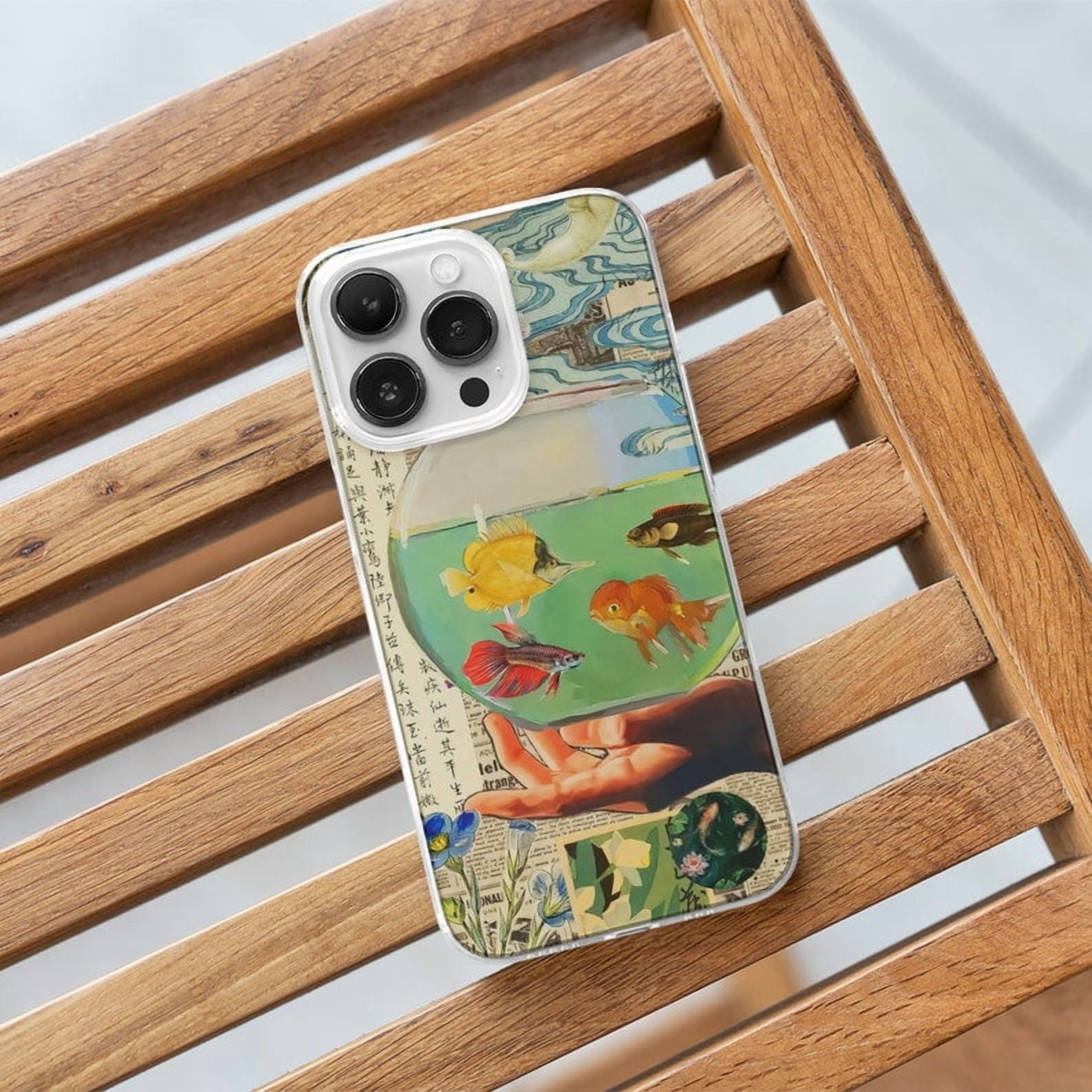 Ancient Goldfish Newspaper Phone Case for iPhone 11-17 Koi Fish ...