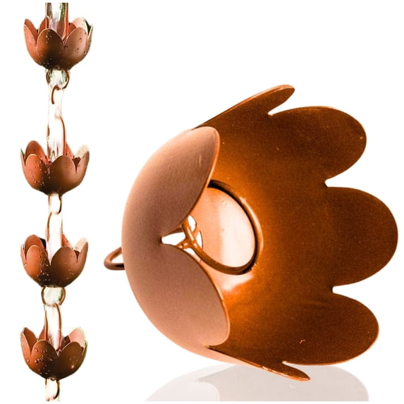Happy Gardens Graffiti Lily Outdoor Rain Chain, Steel, Browned Copper ...