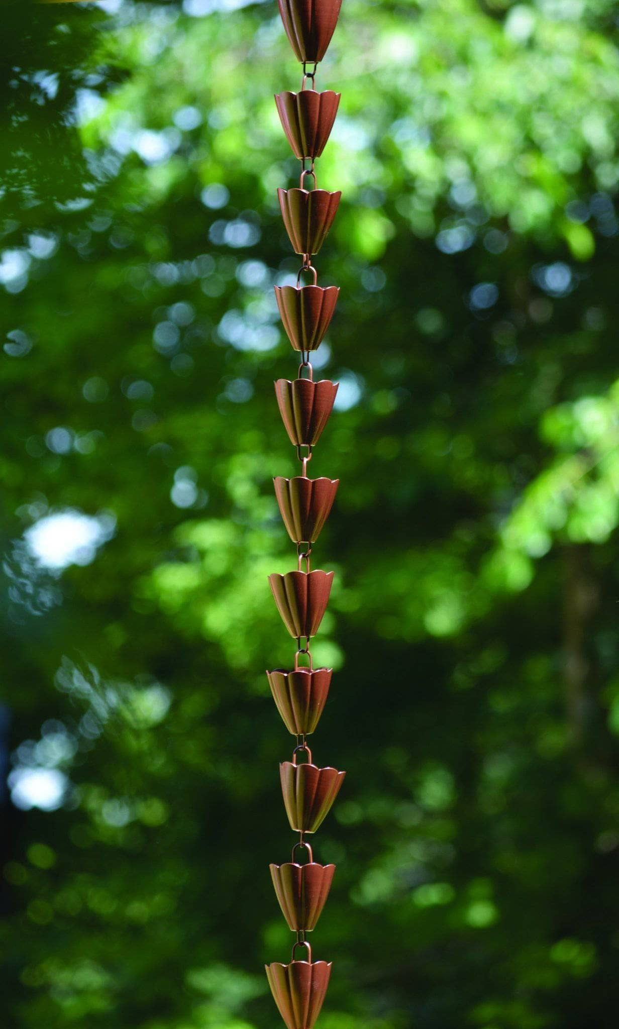 Ancient Graffiti Scalloped Rain Chain, Browned Copper Finish - Walmart.com