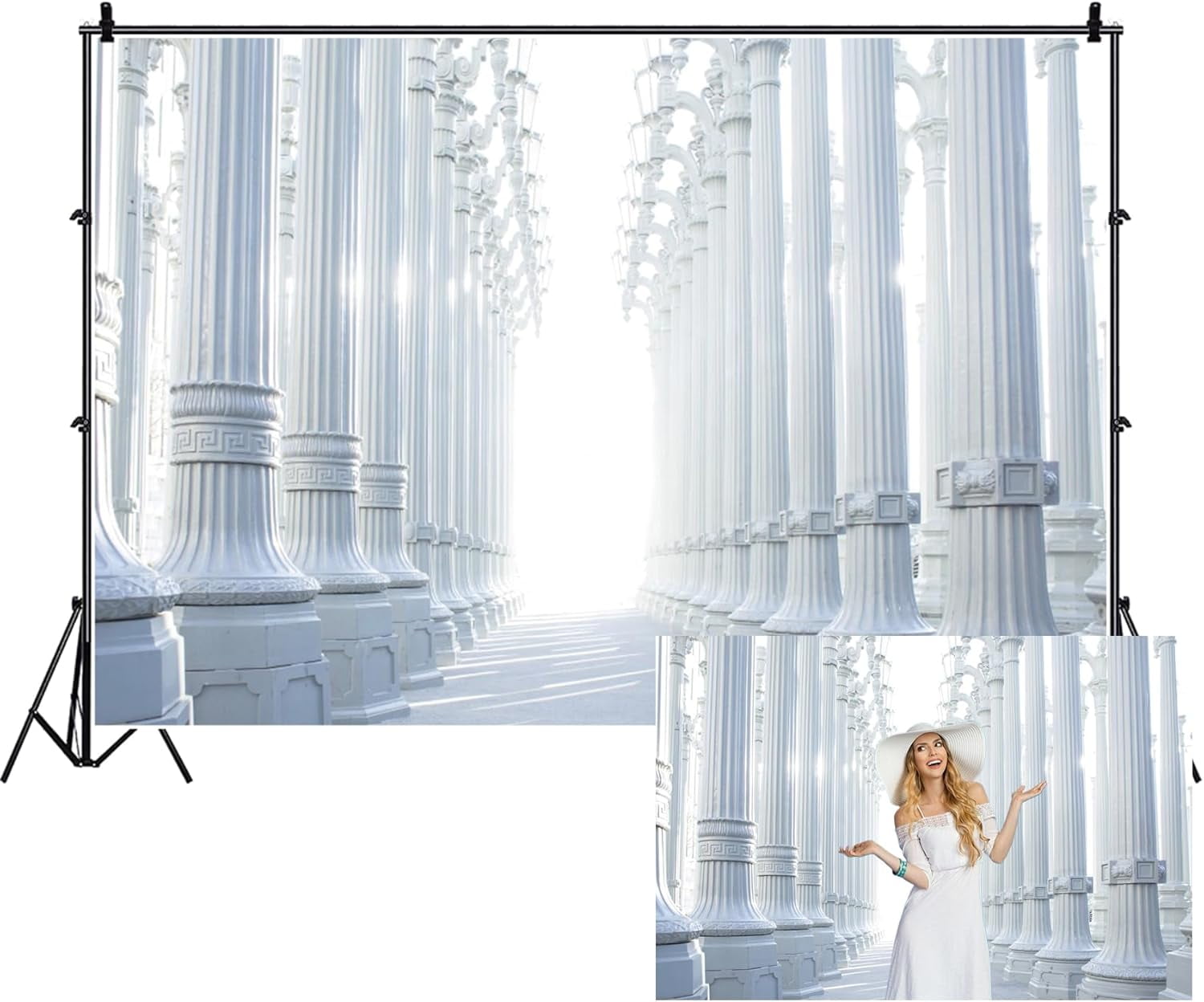 Ancient Greco-Roman Architecture Backdrop White Columns Corridor Photo ...