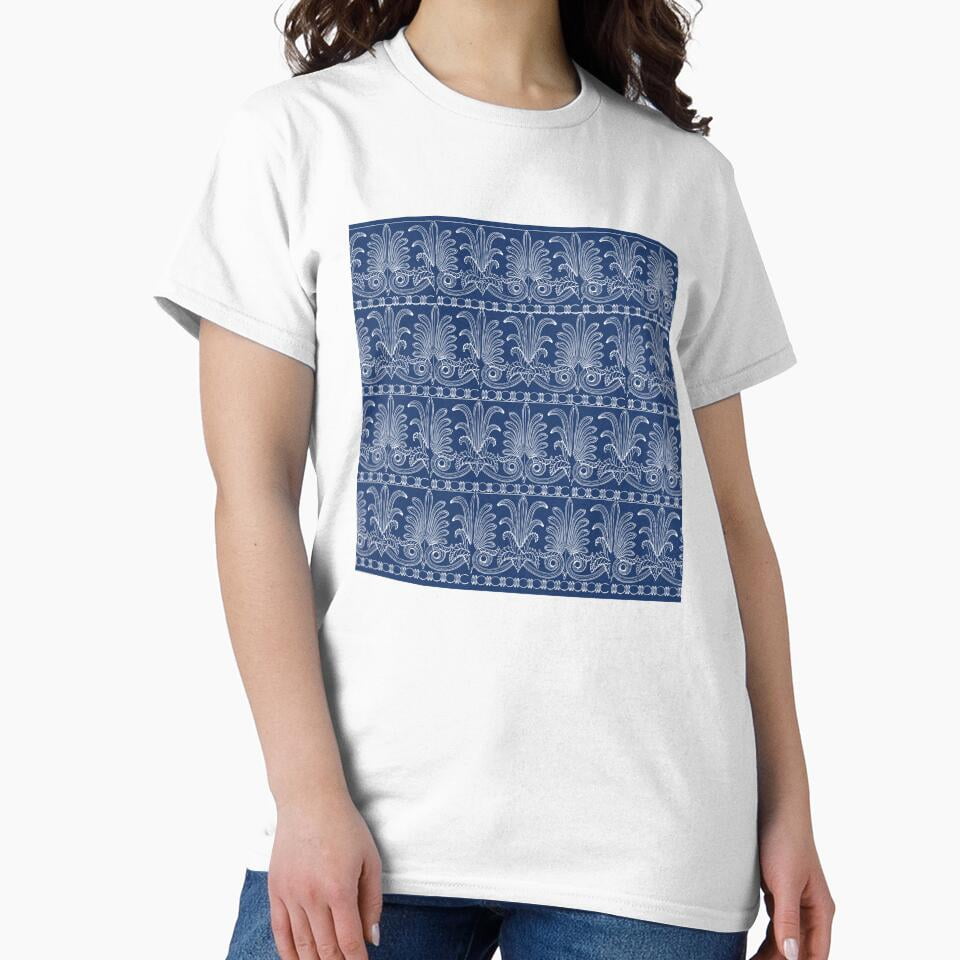 Ancient Greece - Mediterranean Pattern - Blue And White Classic T-Shirt ...