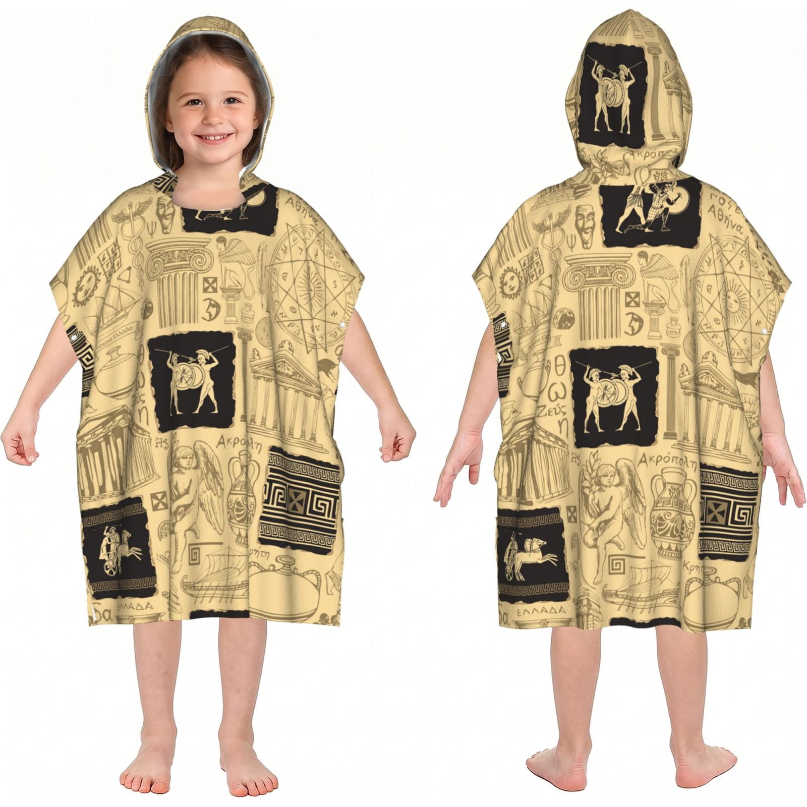 Ancient Greece Mythology Retro Kids Hooded Beach Towel Bath Towel with ...