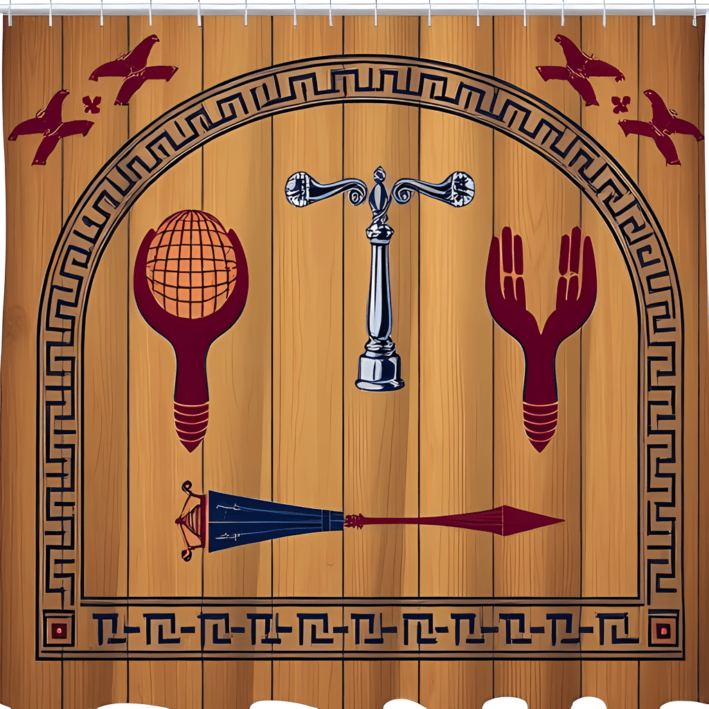 Ancient Greek Motif Shower Curtain with Greek Key Border - Elegant ...