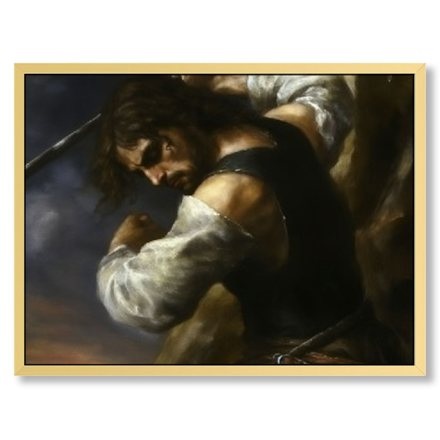 Ancient Greek Mythological Figure Pushing A Rock Up A Hill Poster ...