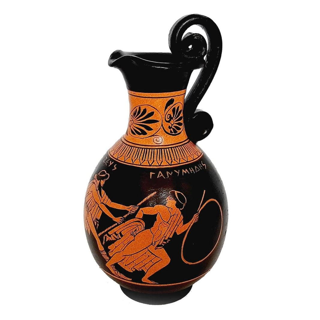 Ancient Greek Olpe 16cm,Red Figure Pottery,God Zeus with Ganymede ...