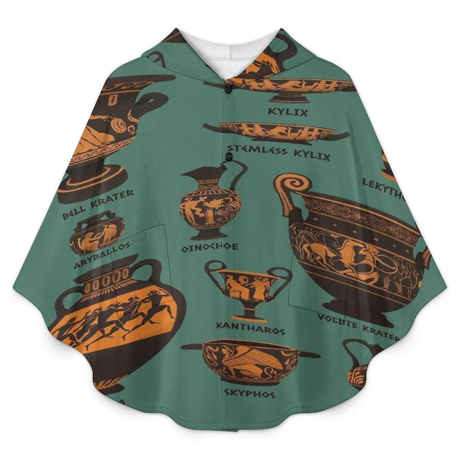 Ancient Greek Pottery Blanket Oversized Wearable Hooded Blanket Warm ...