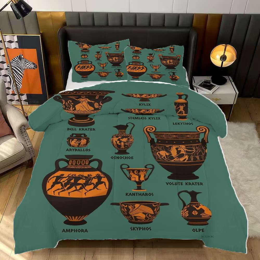Ancient Greek Pottery Comforter Set Twin Size Bedding Set For Travl ...