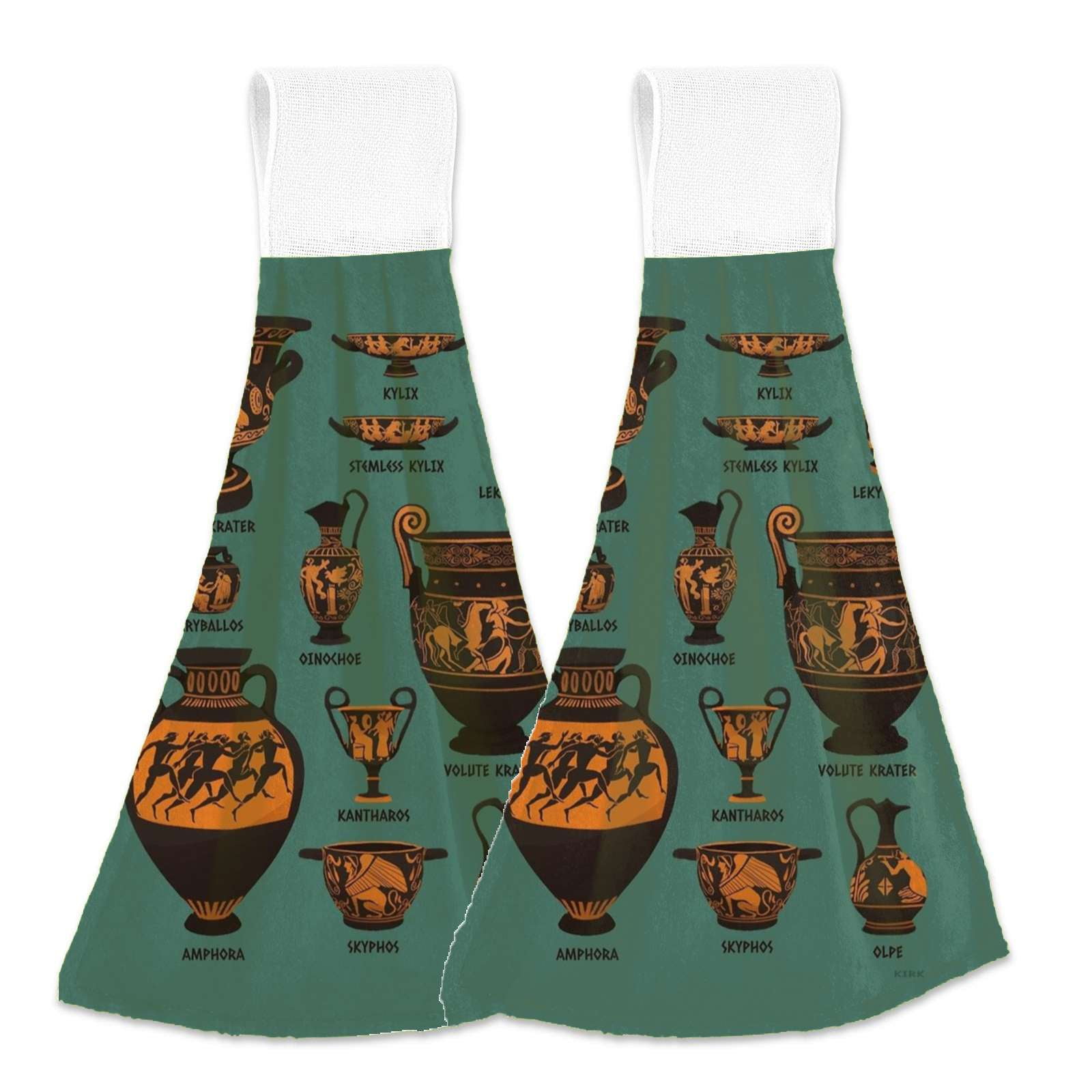 Ancient Greek Pottery Hanging Kitchen Hand Towels Sets with Loop Hand ...