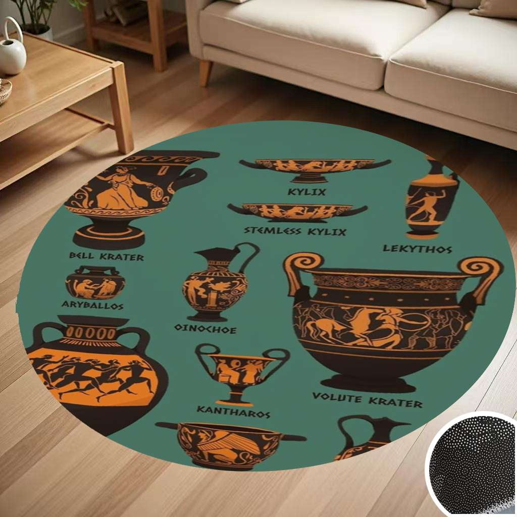 Ancient Greek Pottery Round Carpet Living Room Bedroom Home Decoration ...