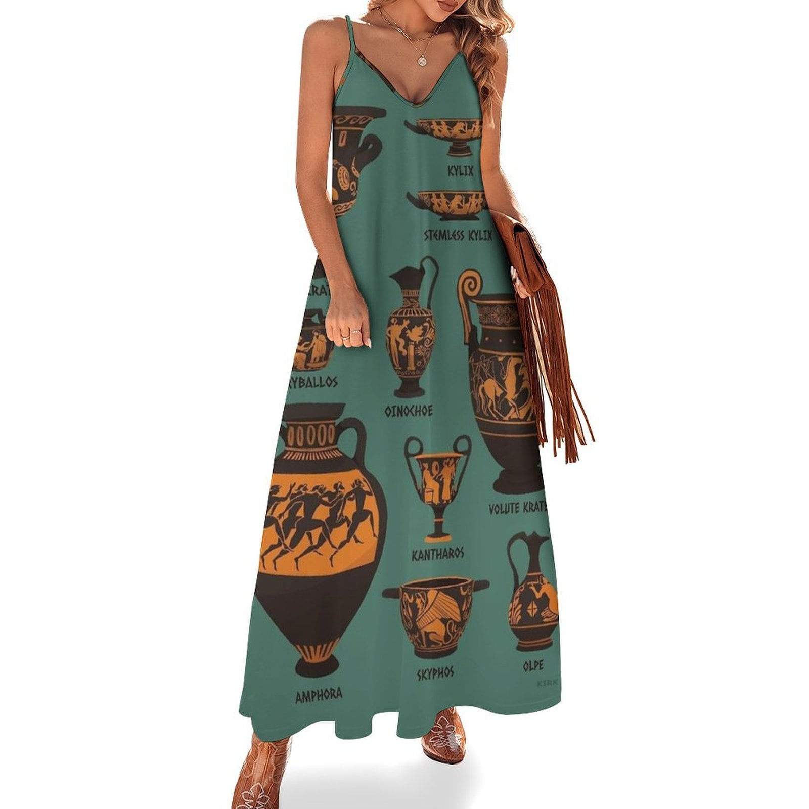Ancient Greek Pottery Sleeveless Dress loose women's dress cocktail ...