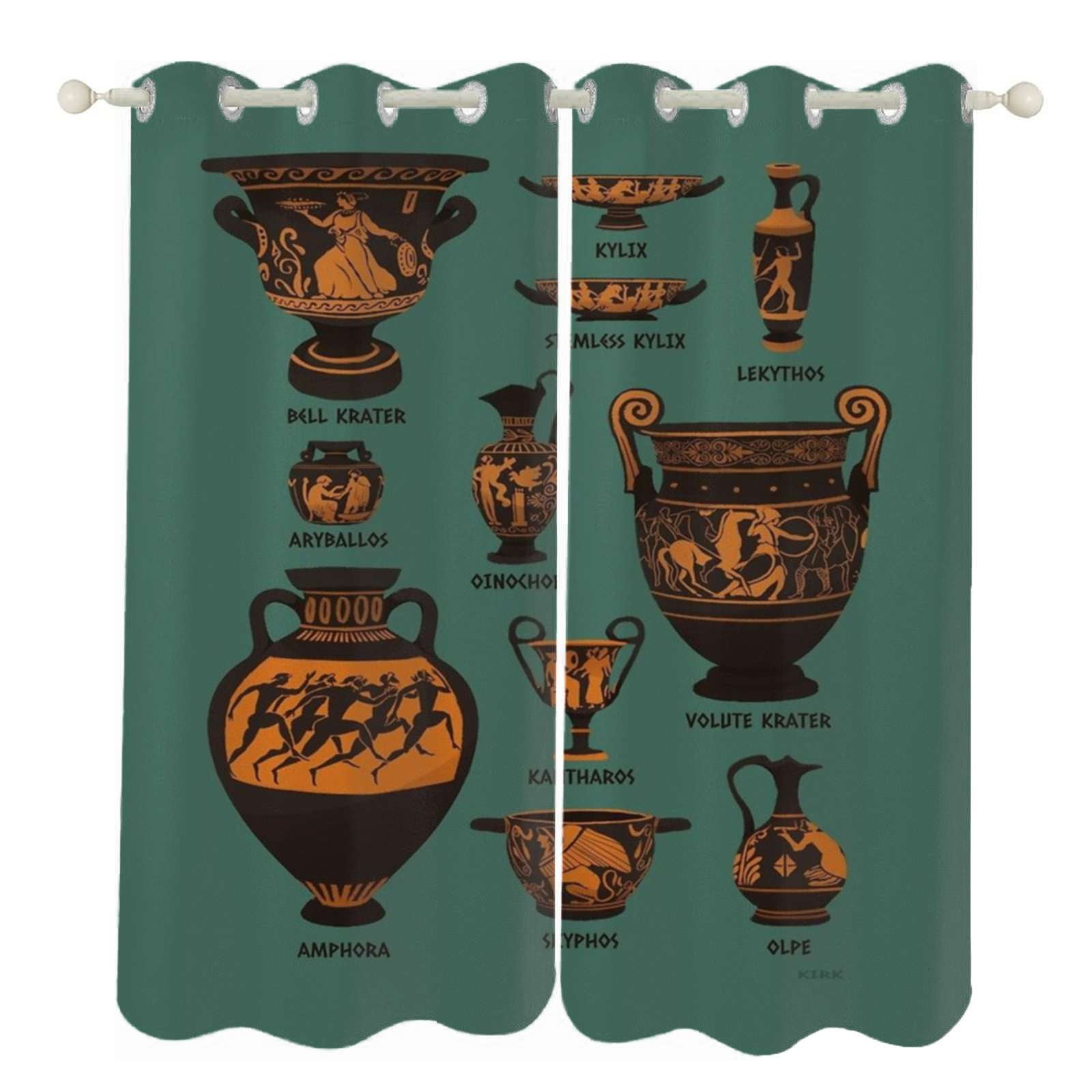 Ancient Greek Pottery Sunshade Curtains Home Bedroom Living Room Dining ...