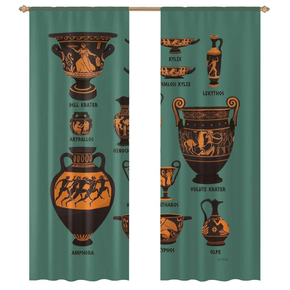 Ancient Greek Pottery Tulle Curtains For Living Room Chiffon Sheer ...