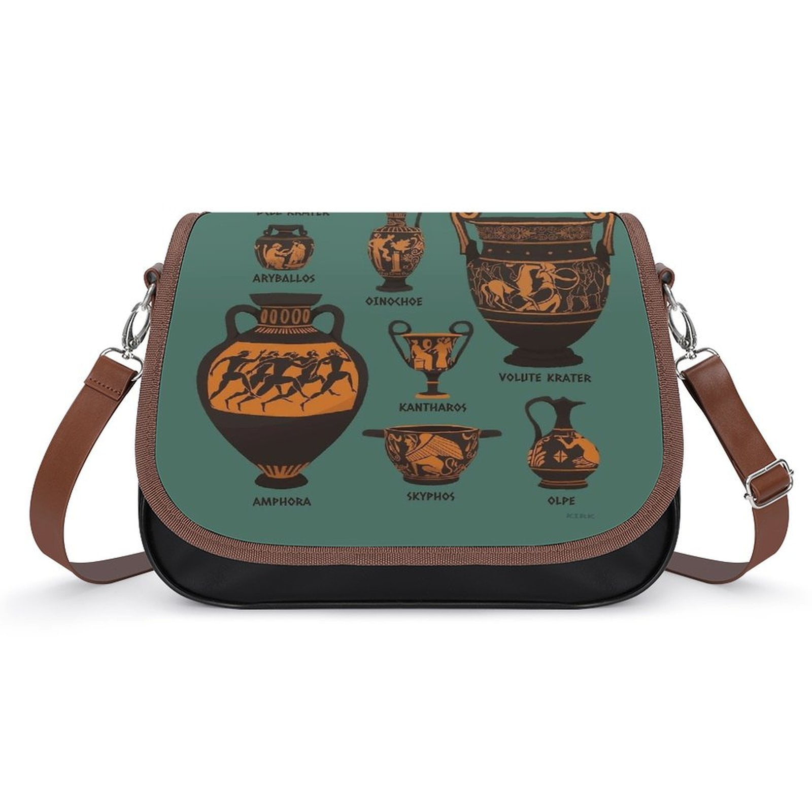 Ancient Greek Pottery Vintage Crossbody Bag for Women Medium Leather ...
