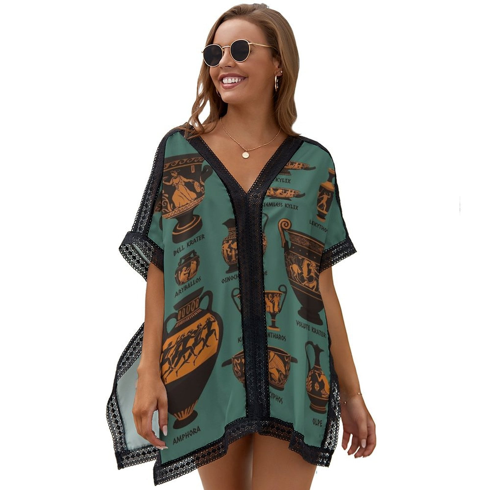 Ancient Greek Pottery Women's Swimsuit Coverup Summer Beach Cover Up ...