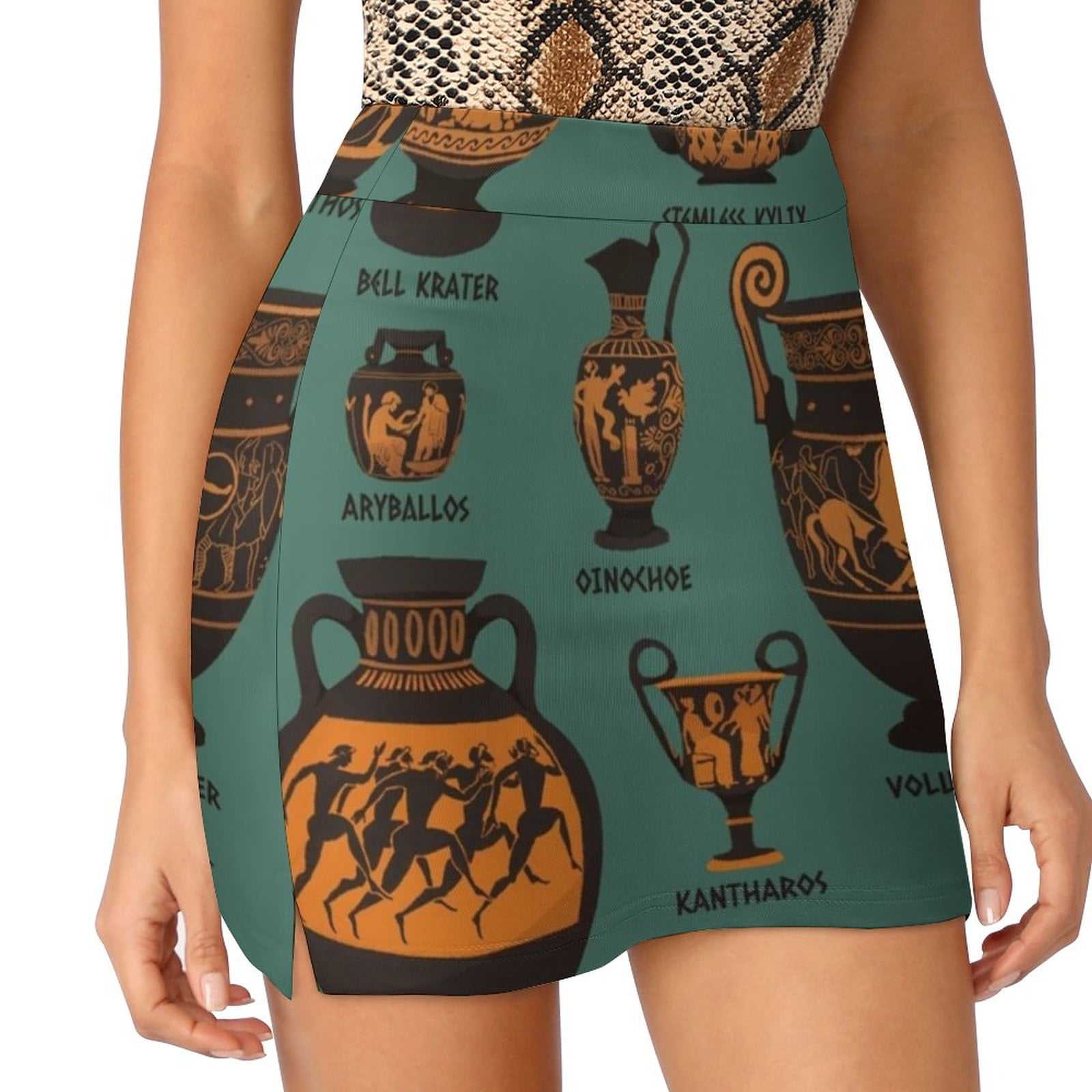Ancient Greek Pottery Women's skirt With Hide Pocket Tennis Skirt Golf ...