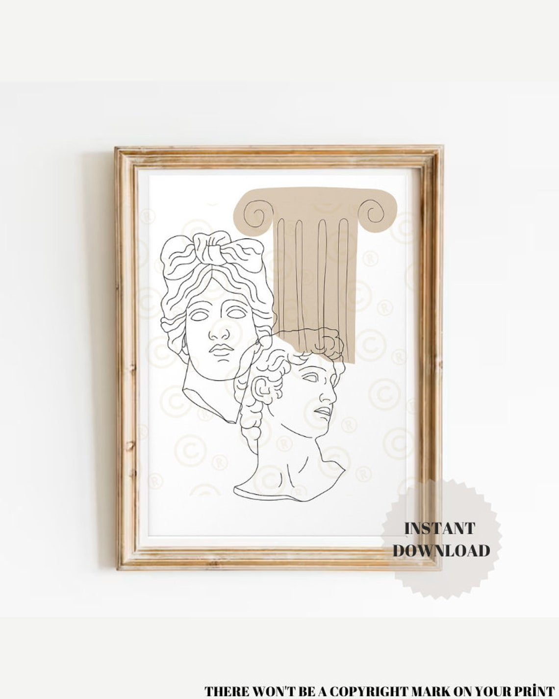 Ancient Greek Print, Sculpture Wall Art, Ionic Column Print, Statue ...