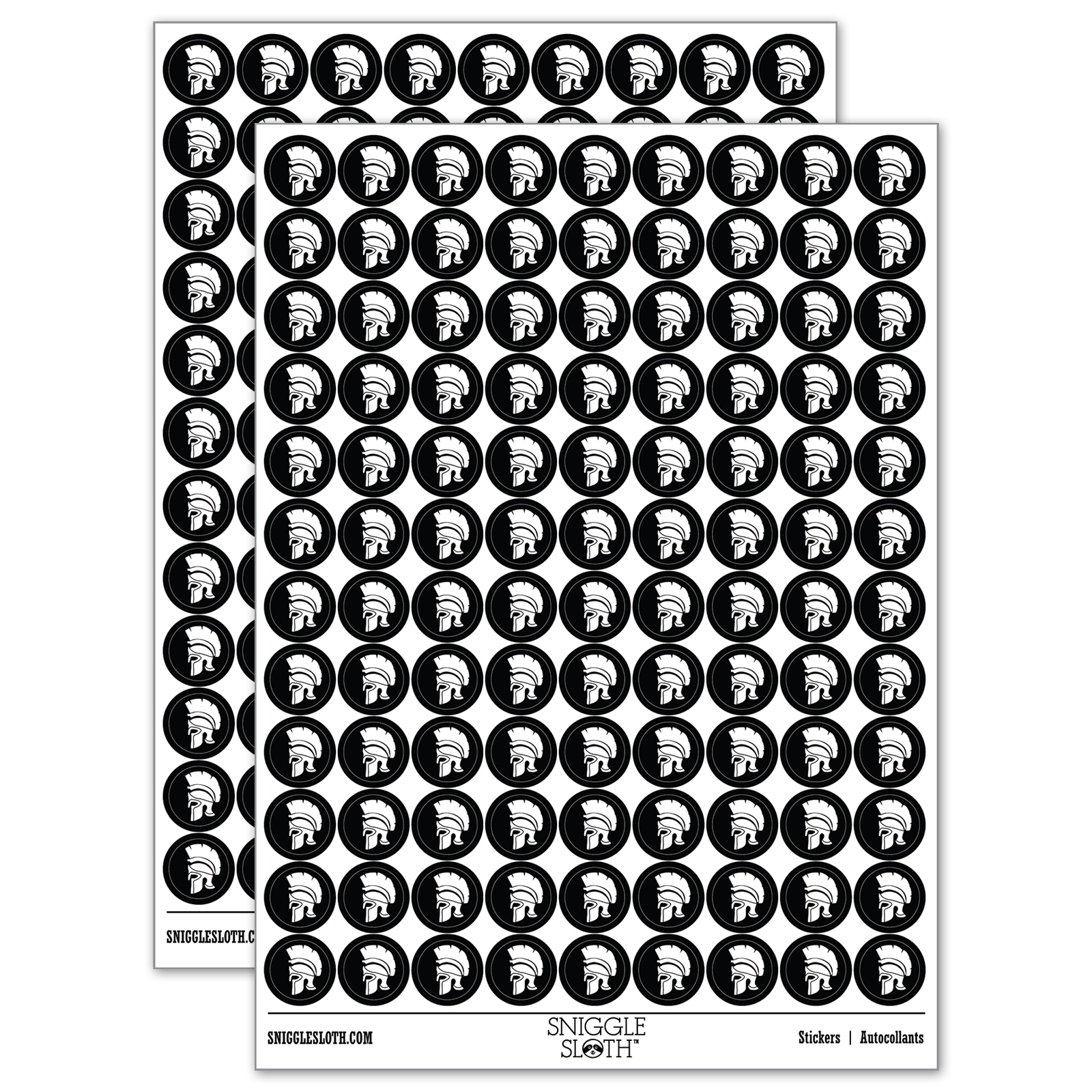 Ancient Greek Roman Spartan Helmet 200+ Round Stickers - Black - Gloss ...