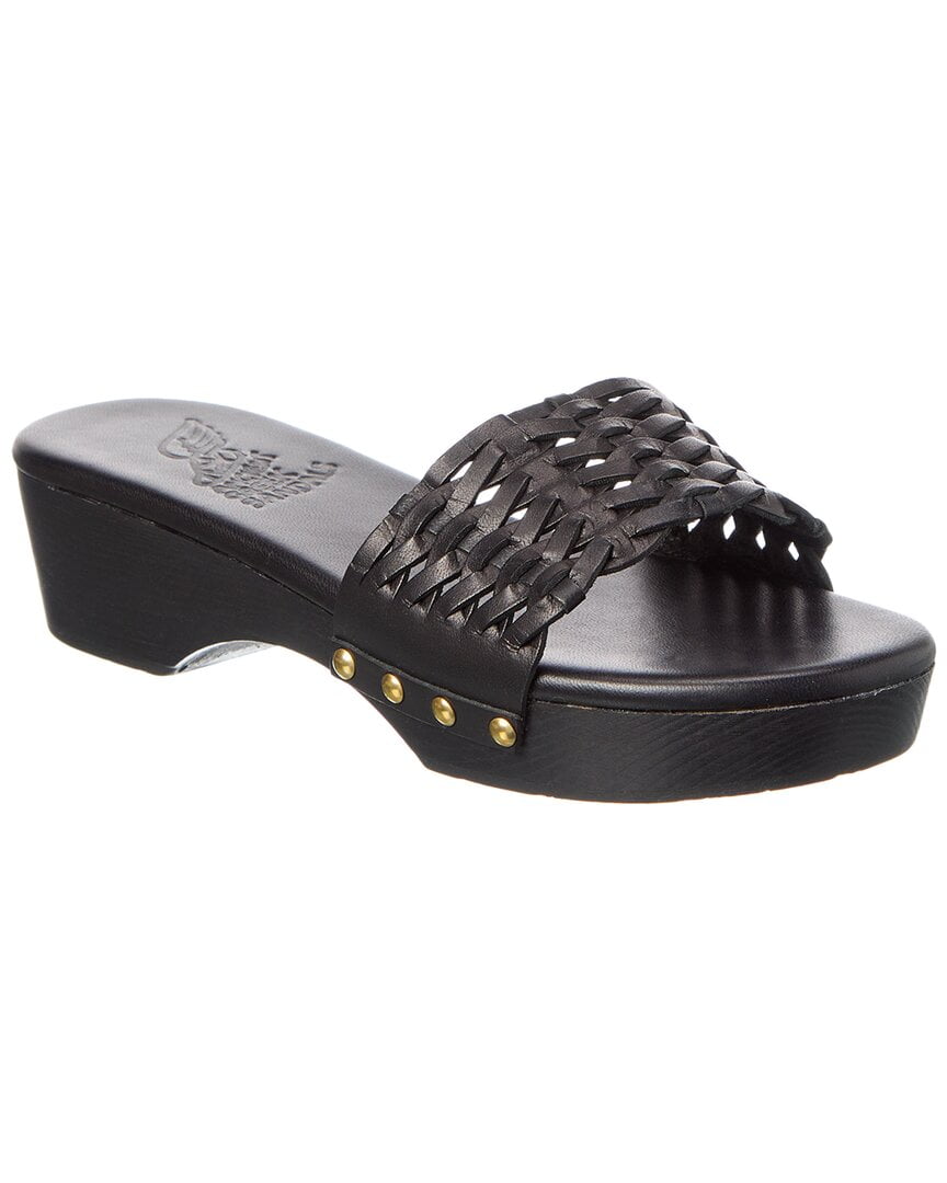 Ancient Greek Sandals Open Woven Leather Clog, 40, Black - Walmart.com