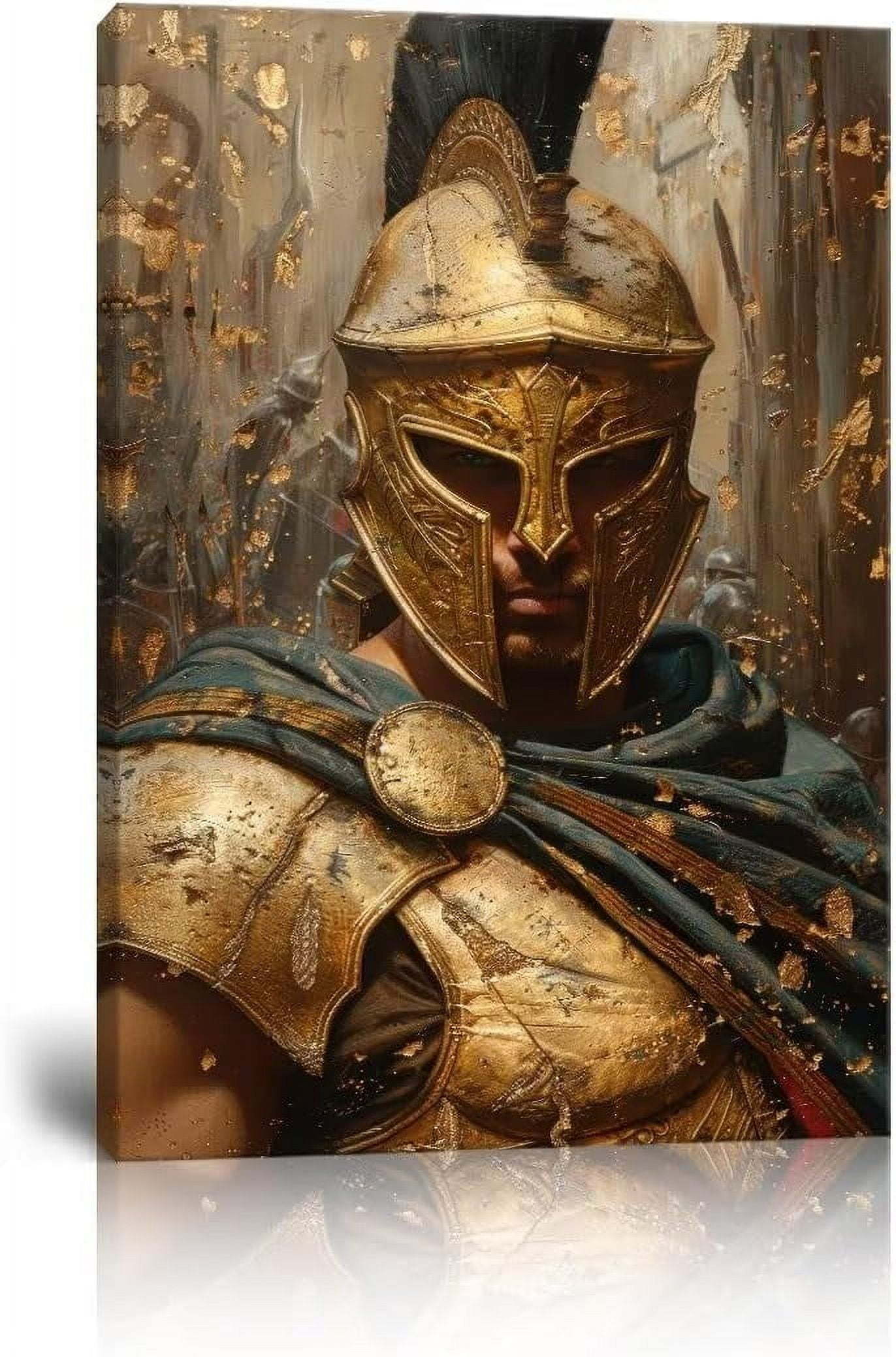 Ancient Greek Spartan Warrior Canvas Wall Art Prints Gold Armored ...