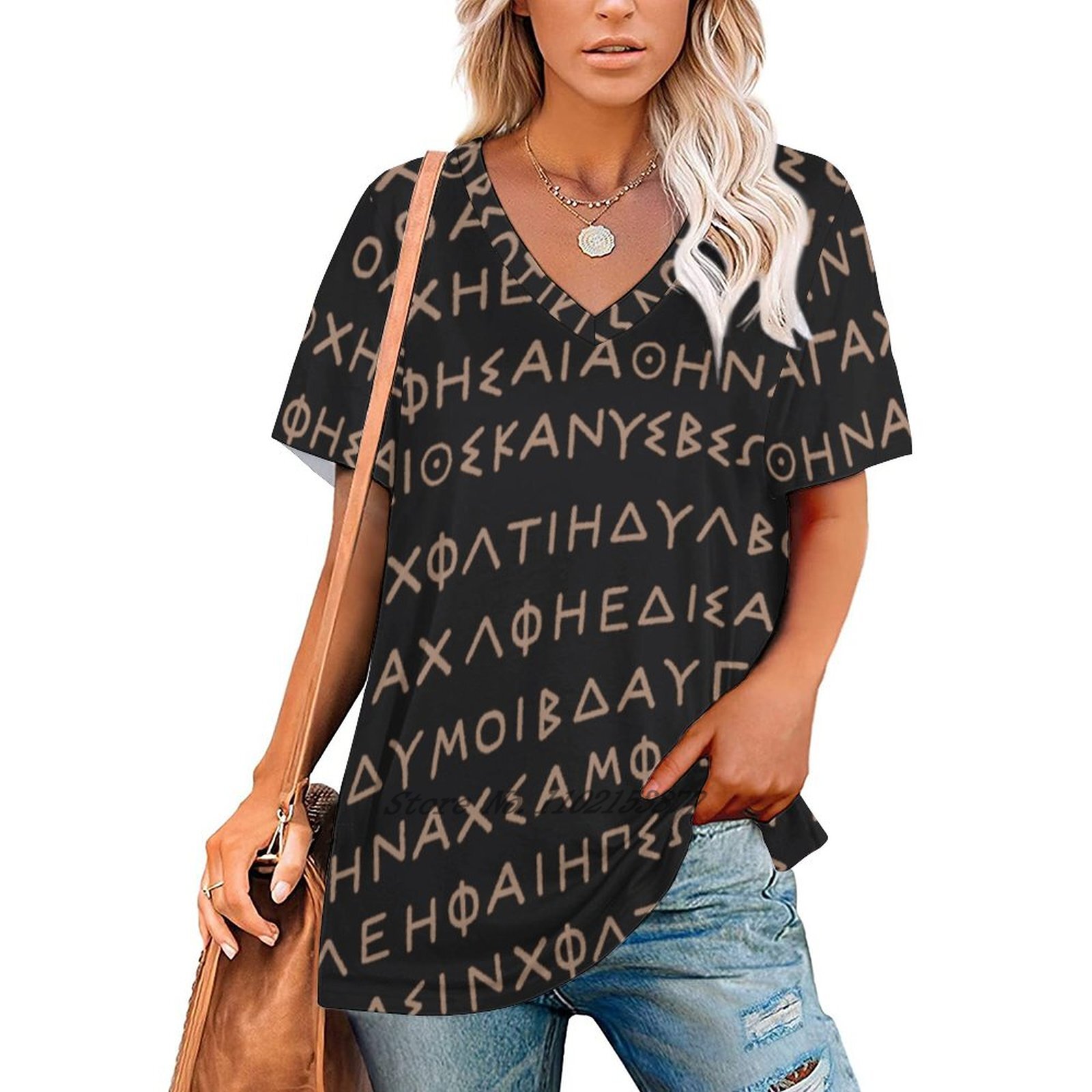 Ancient Greek St Zipper Sexy T-Shirt Casual Tops Hollow Pullover Ladies ...