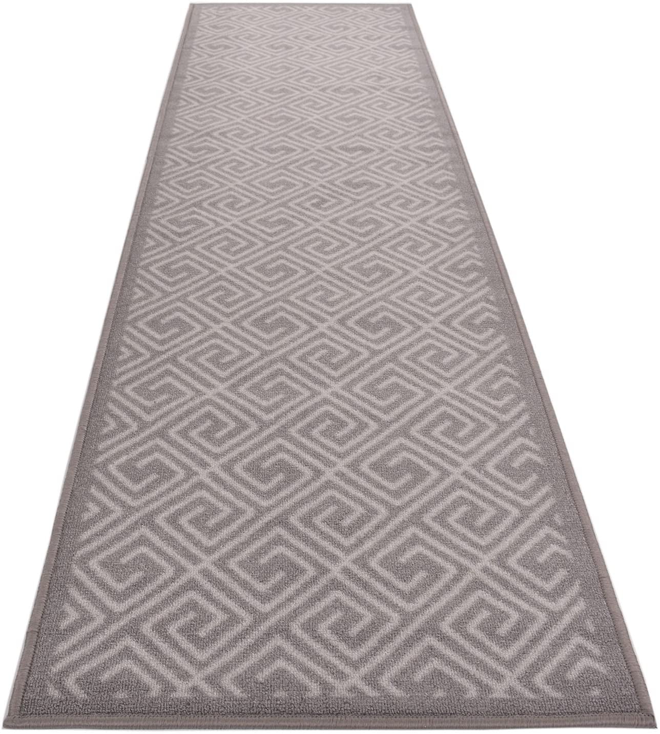 Ancient Greek Style Meander Base Design Grey Color Rug Runner Printed ...
