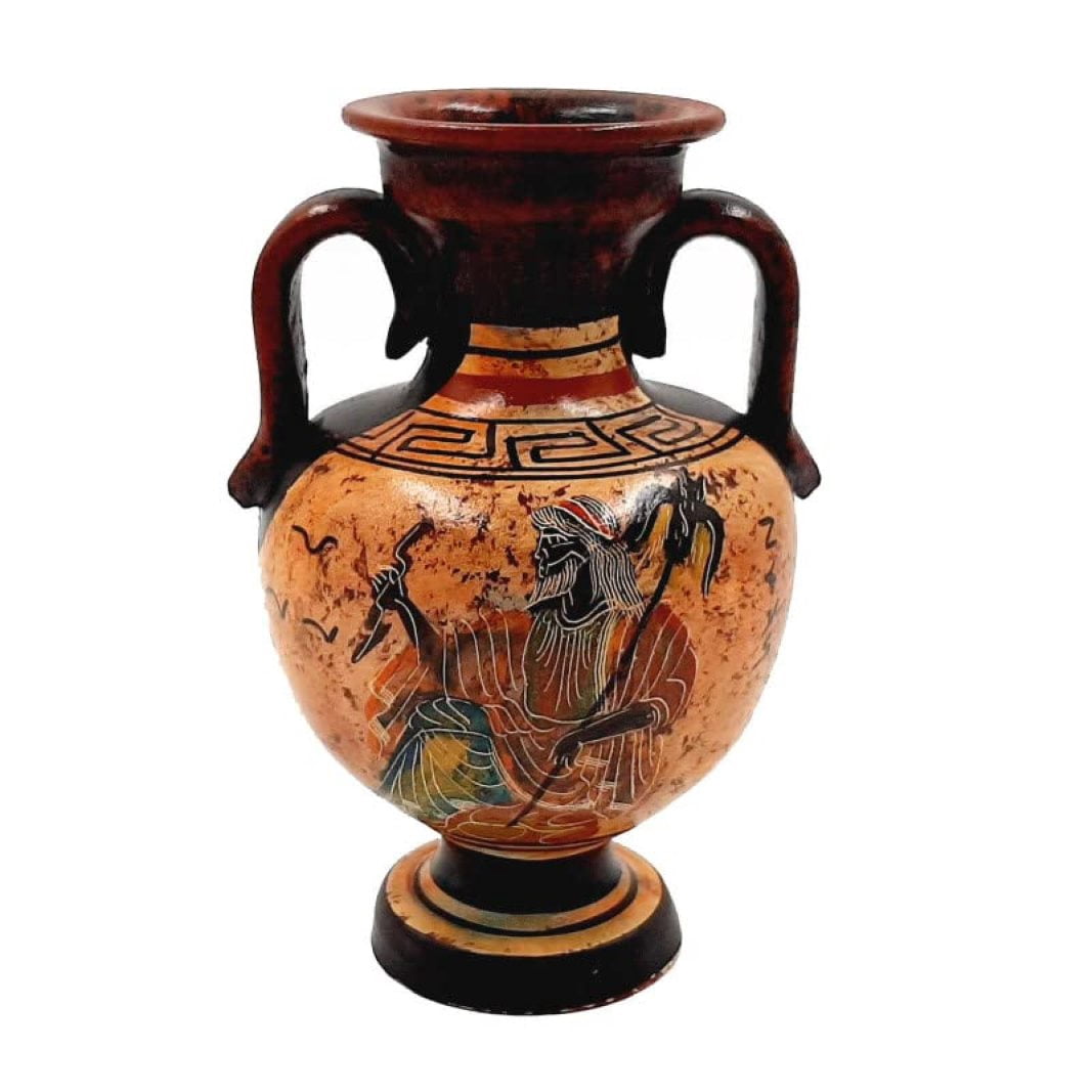 Ancient Greek Vase 13cm,Multicolored Amphora,Showing God Zeus - Walmart.com
