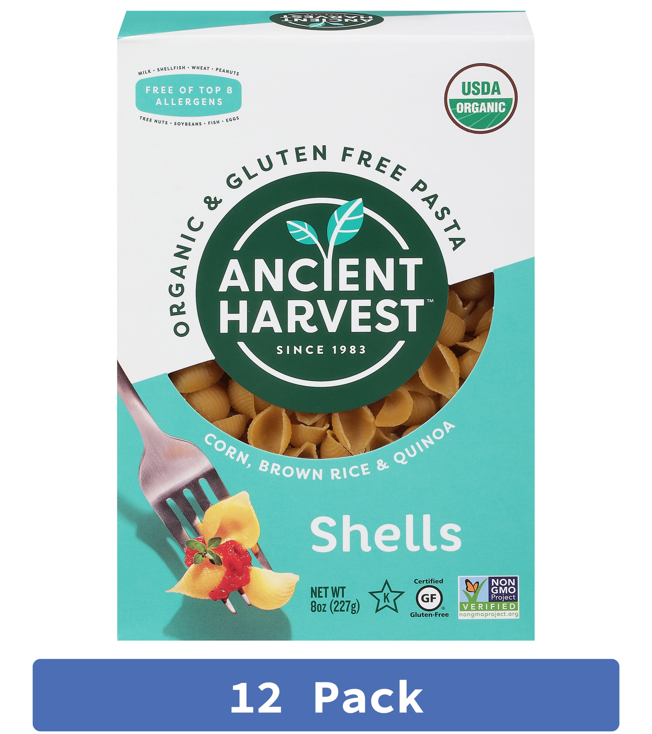 Ancient Harvest Organic Pasta Quinoa Shells 8 oz (Pack Of 12) - Walmart.com