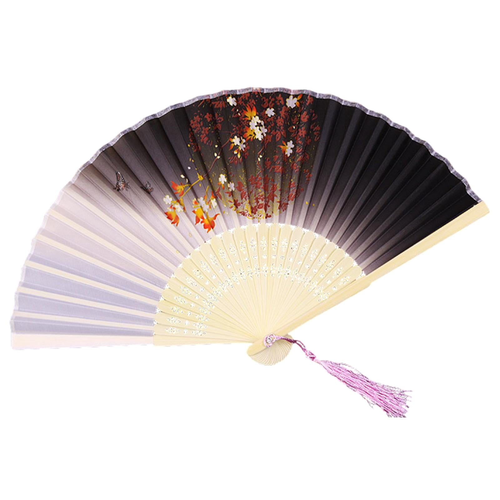 Ancient Japanese Hand Fan, Handheld Folding Fan, With Tassels Silk ...