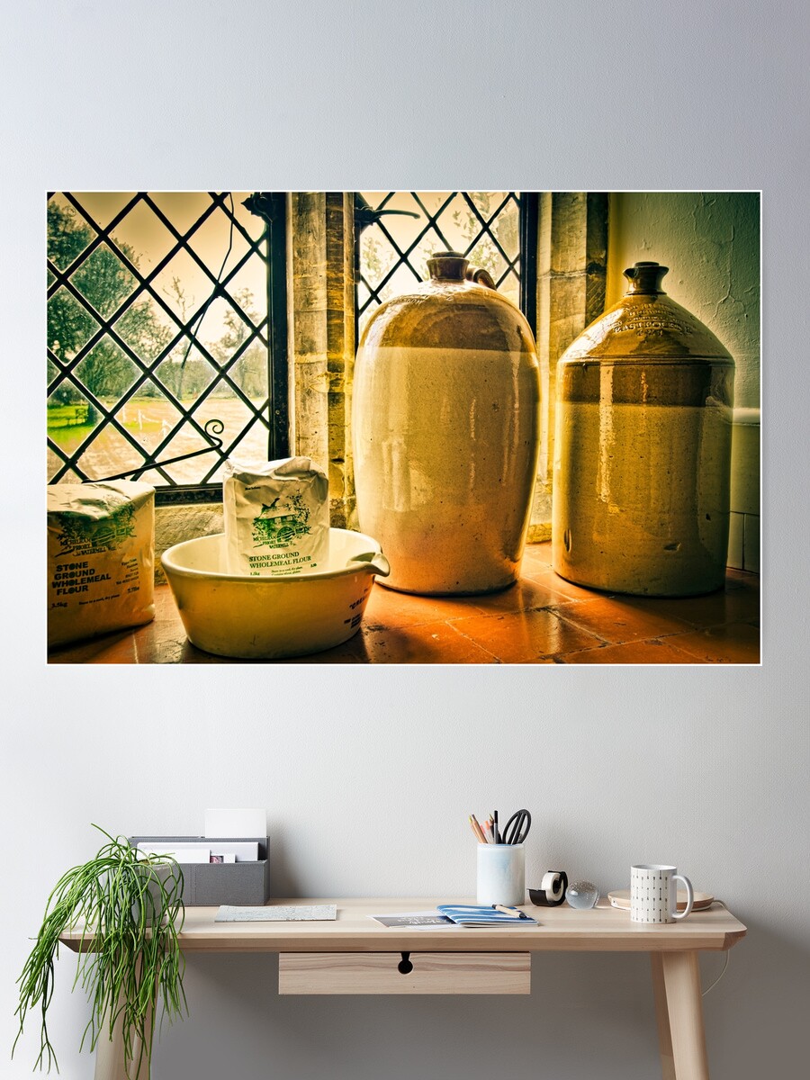 Ancient Kitchen Windowsill Poster Wall Art, Modern Wall Decor For ...