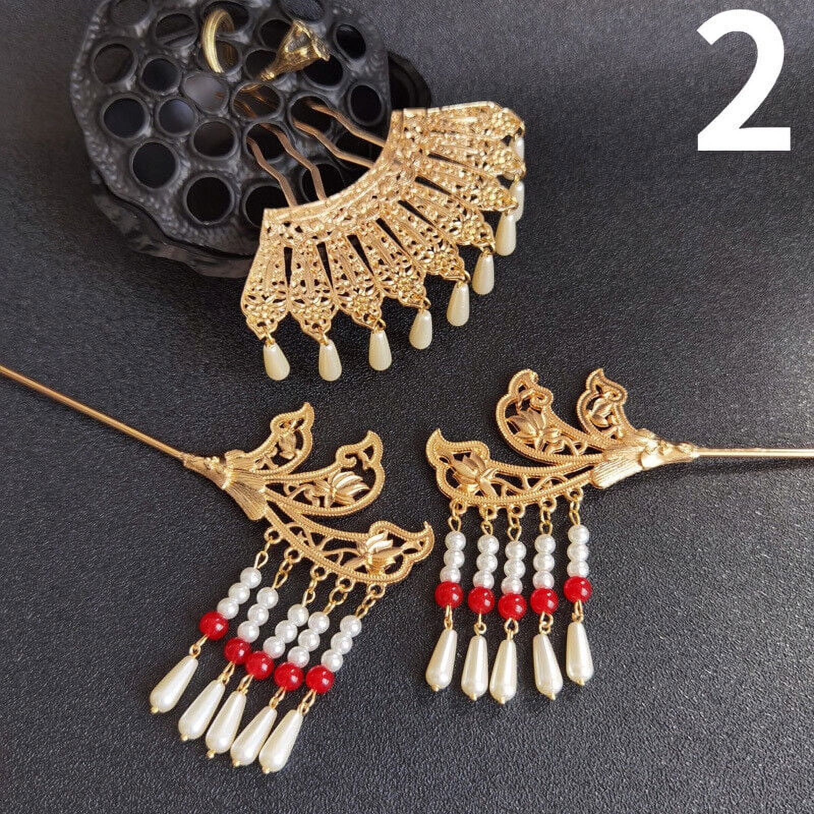 Ancient Lady Girl Crown Tassel Hairpin Hair Stick Step Shake Alloy ...