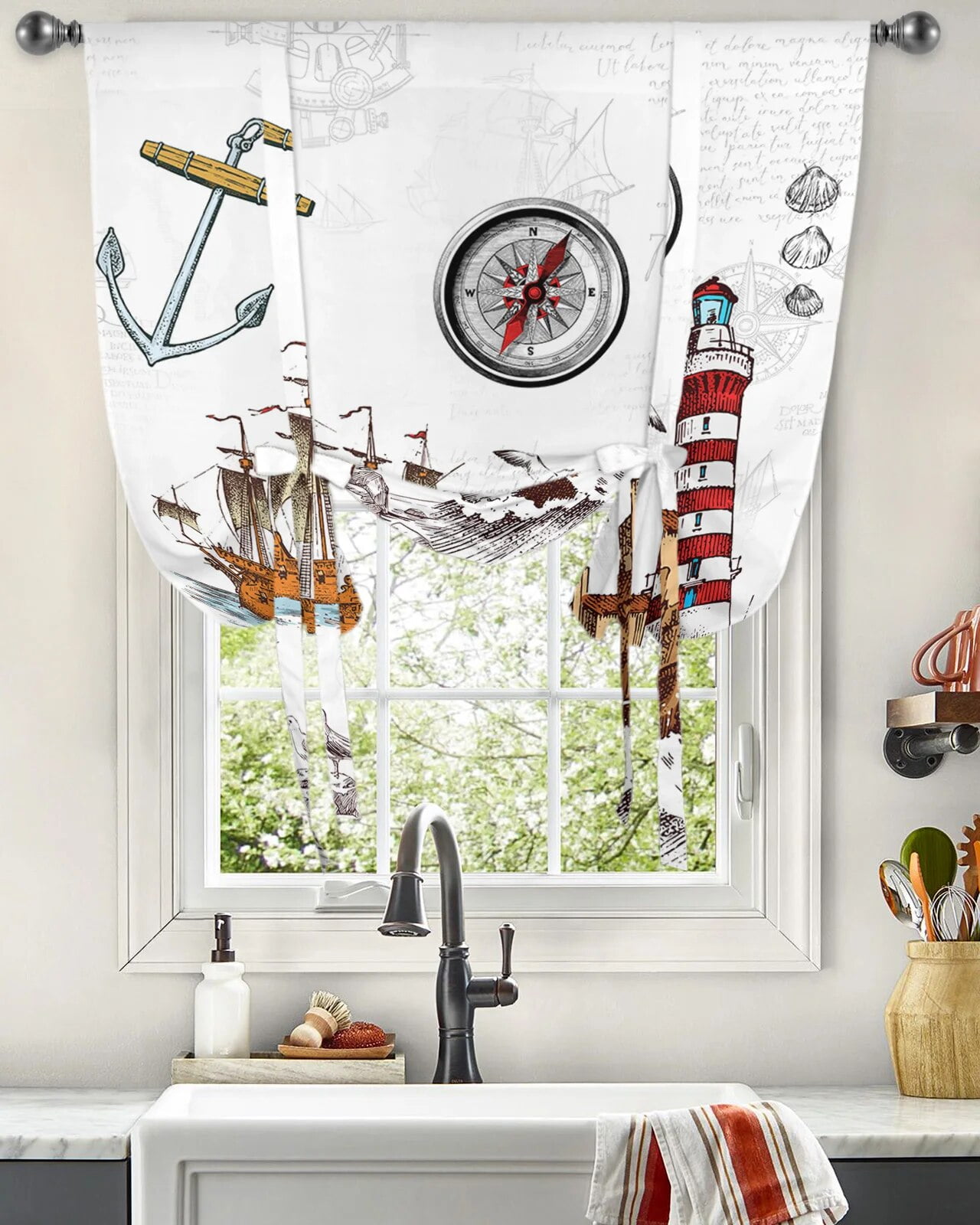 Ancient Lighthouse Sailing Ship Curtains for Living Room Bedroom Modern ... Ancient Lighthouse Sailing Ship Curtains for Living Room Bedroom Modern ...