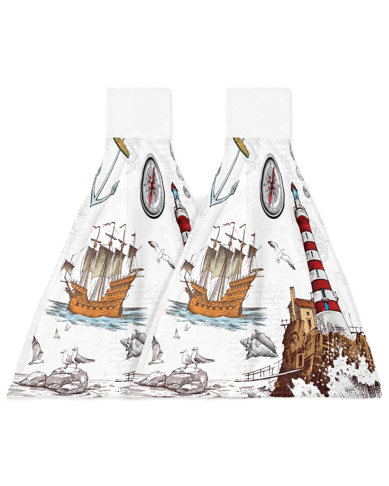 Ancient Lighthouse Sailing Ship Custom Wipe Hand Towel Absorbent ...