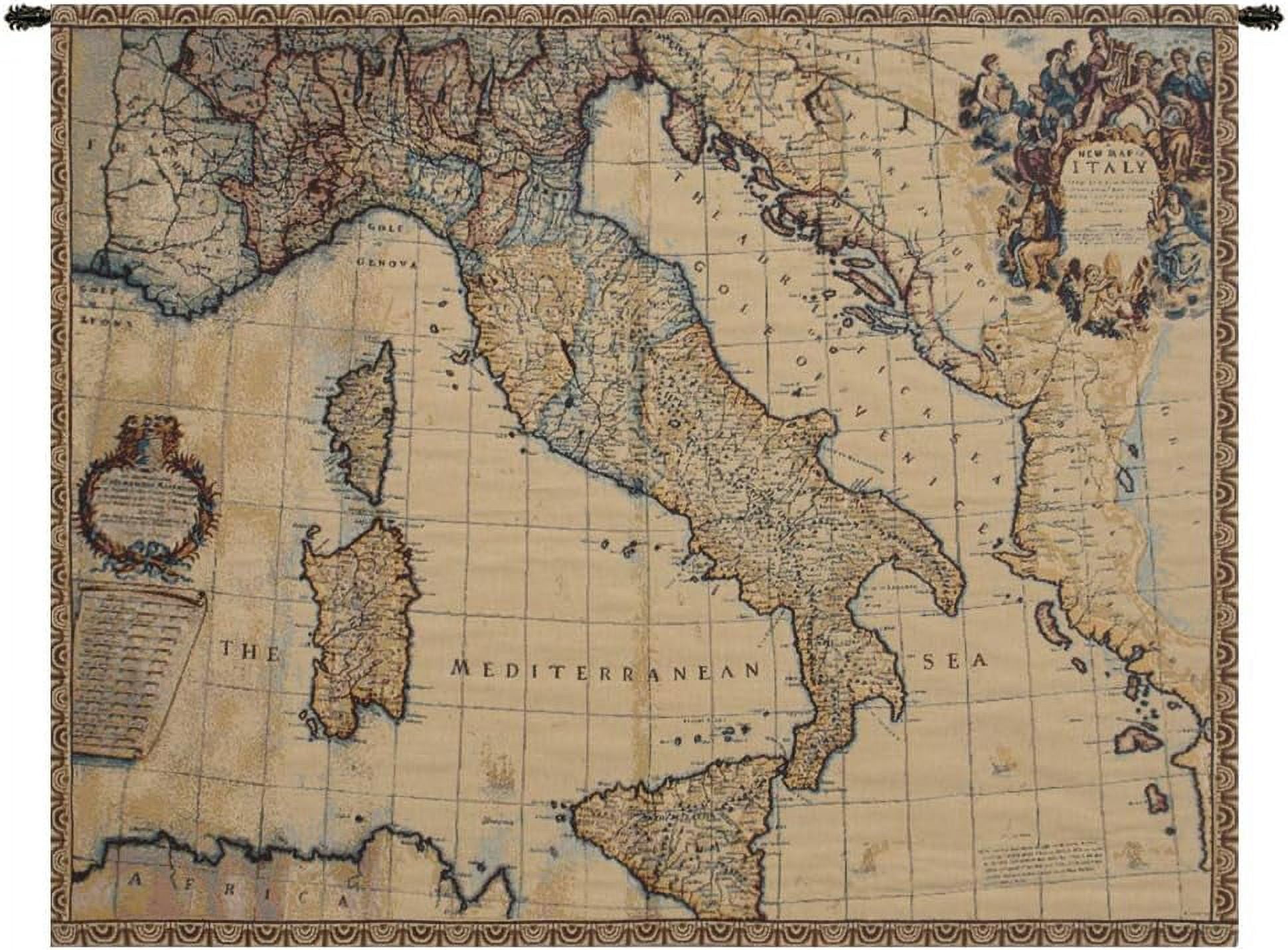 Ancient Map Of Italy Italian Tapestry Wall Hanging 25 X 33 Inch Viscose ...