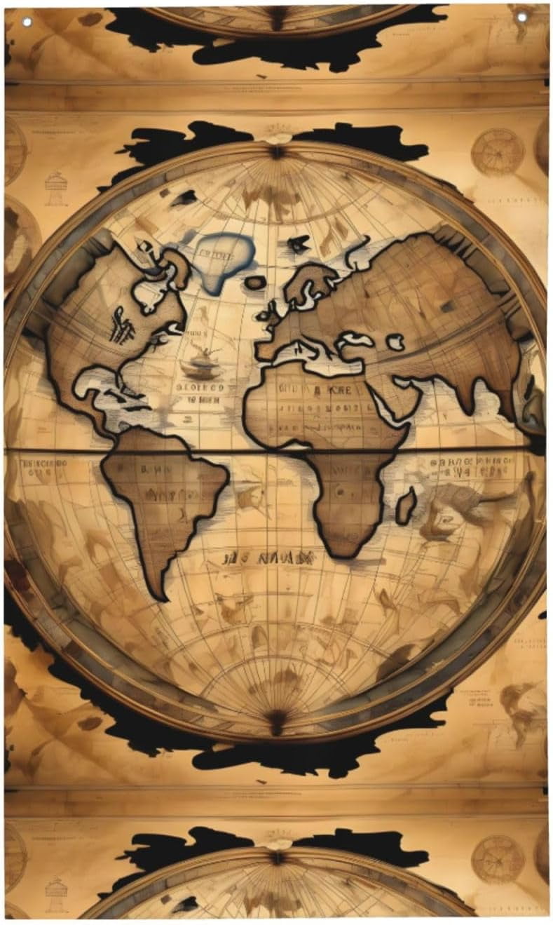 Ancient Map World Globe Print Welcome The Four Seasons Garden Flag ...