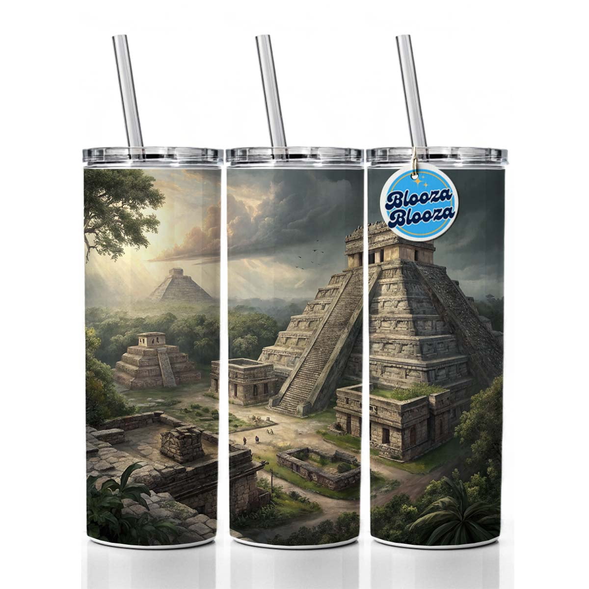 Ancient Maya Temples Step Pyramids 20oz Insulated Water Bottle Skinny ...