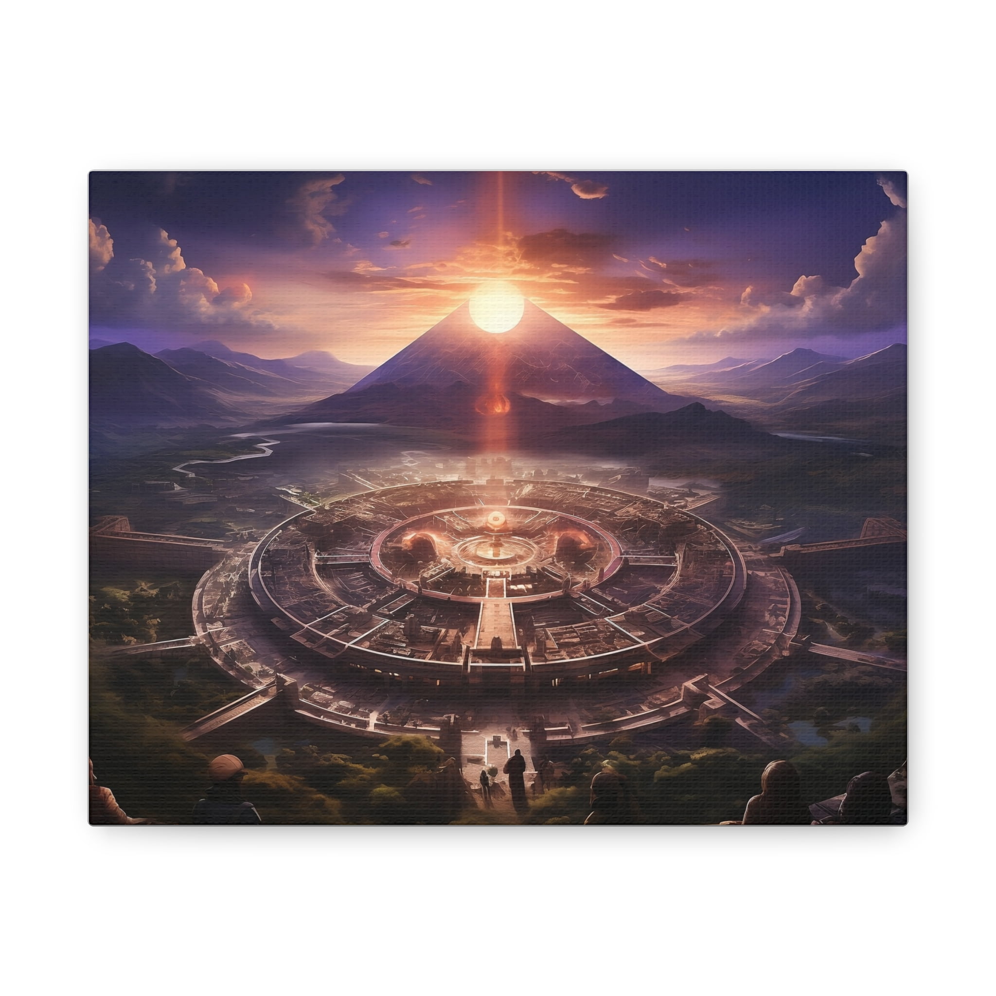 Ancient Mayan Temple With Mountain and Sunset Canvas Spiritual Decor ...