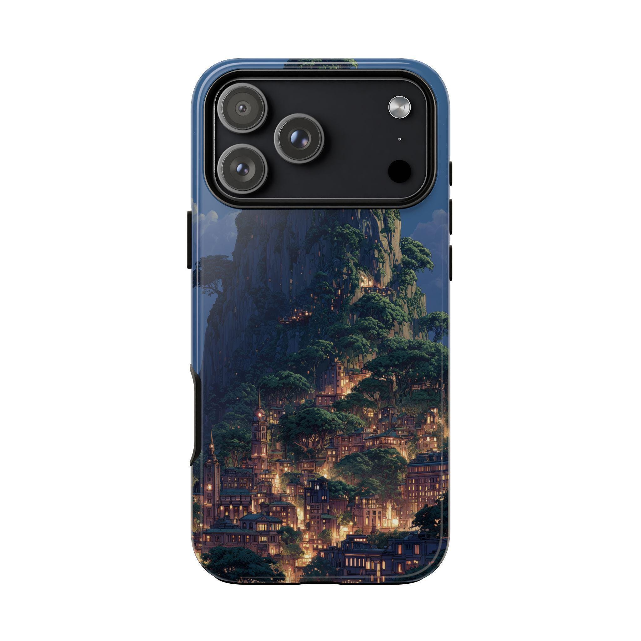 Ancient Mountain City Glowing Town Mystical Scenic Art Phone Case with ...