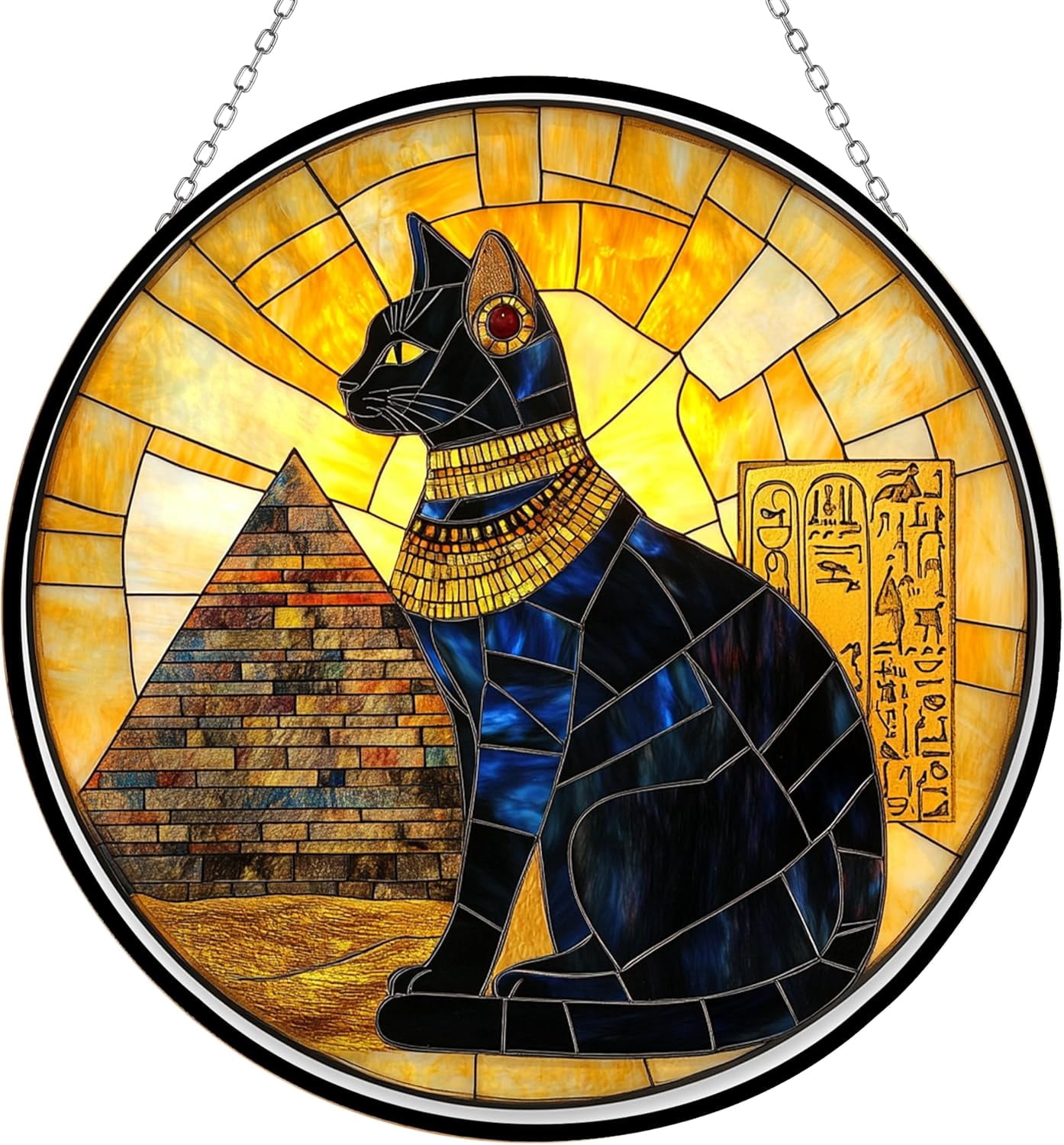 Ancient Nile Guardian Cat Stained Glass Window Hanging Suncatcher ...