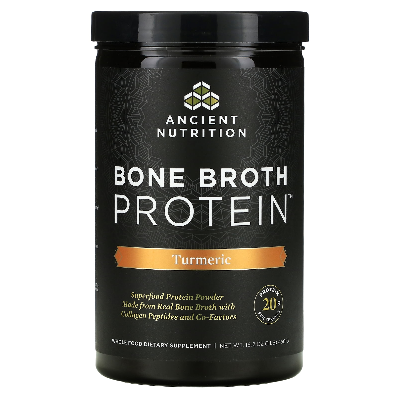 Ancient Nutrition High Collagen Bone Broth Protein Powder, Turmeric, 20 ...