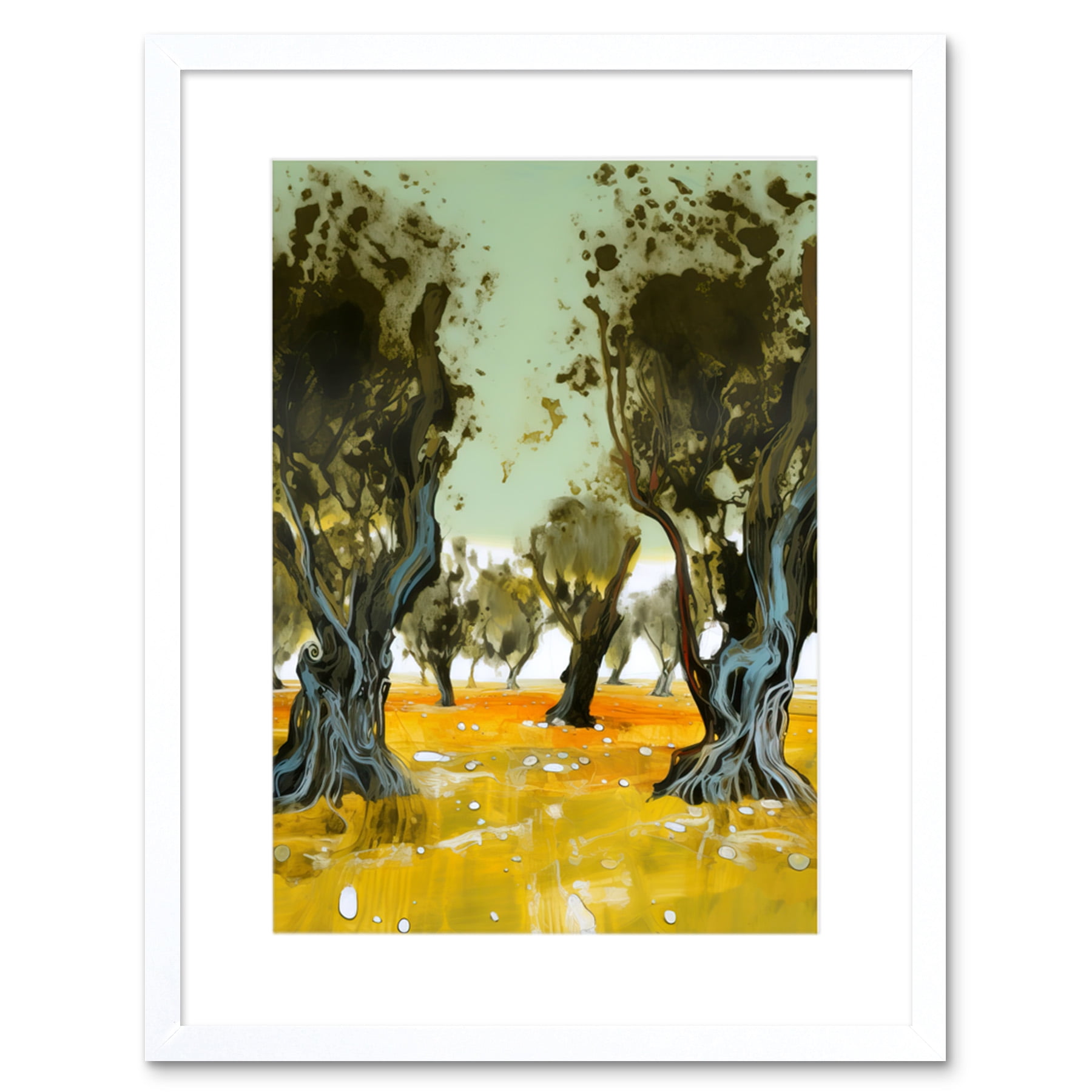 Ancient Olive Tree Grove Mediterranean Landscape Artwork Framed Wall ...