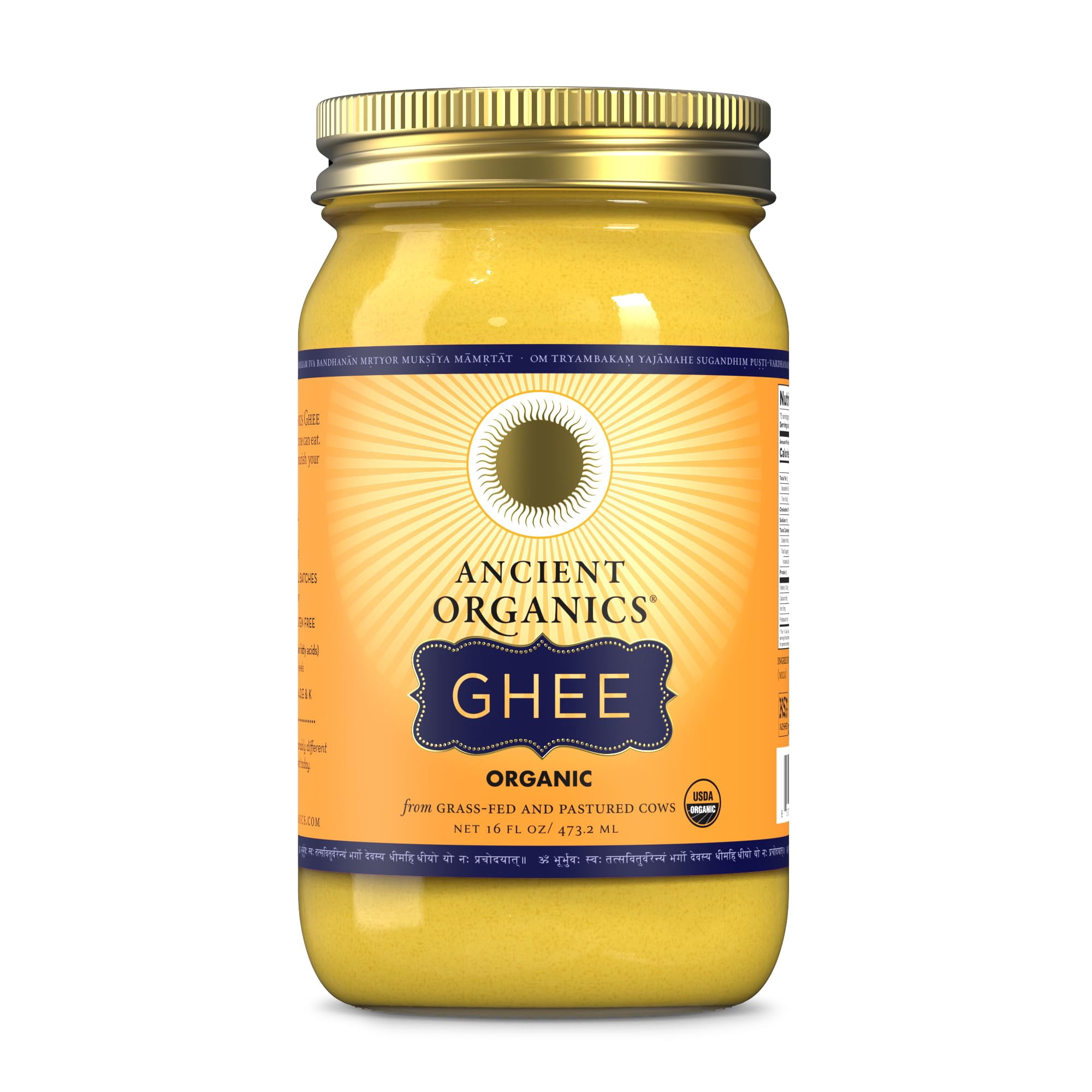 Ancient Organics Ghee, Organic BDF32 Grass Fed Ghee Gluten Free Ghee ...