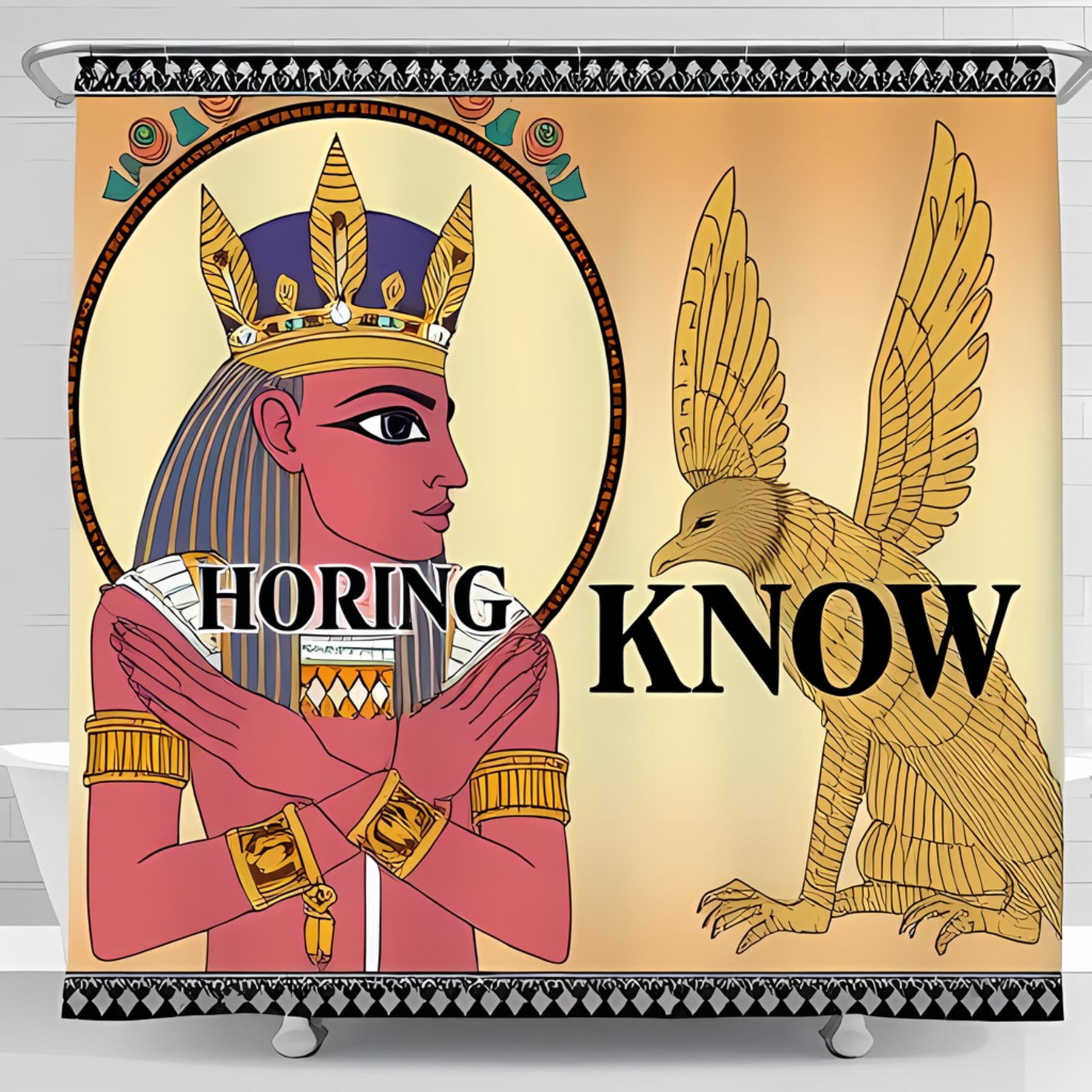 Ancient Pharaoh Shower Curtain Modern Text Design - Unique Home Decor ...
