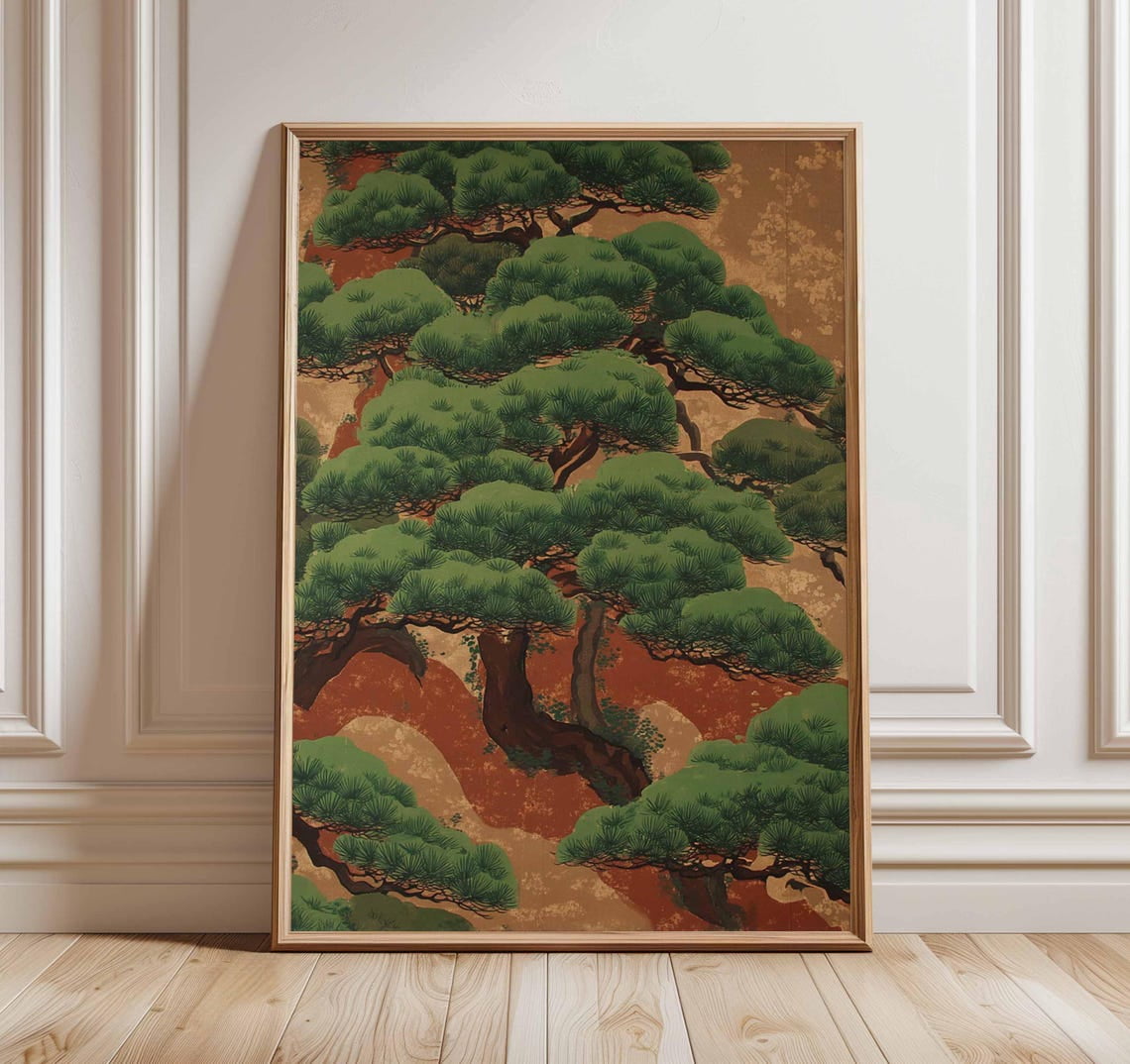 Ancient Pine Tree Japanese Nature Zen Botanical Oriental Forest ...