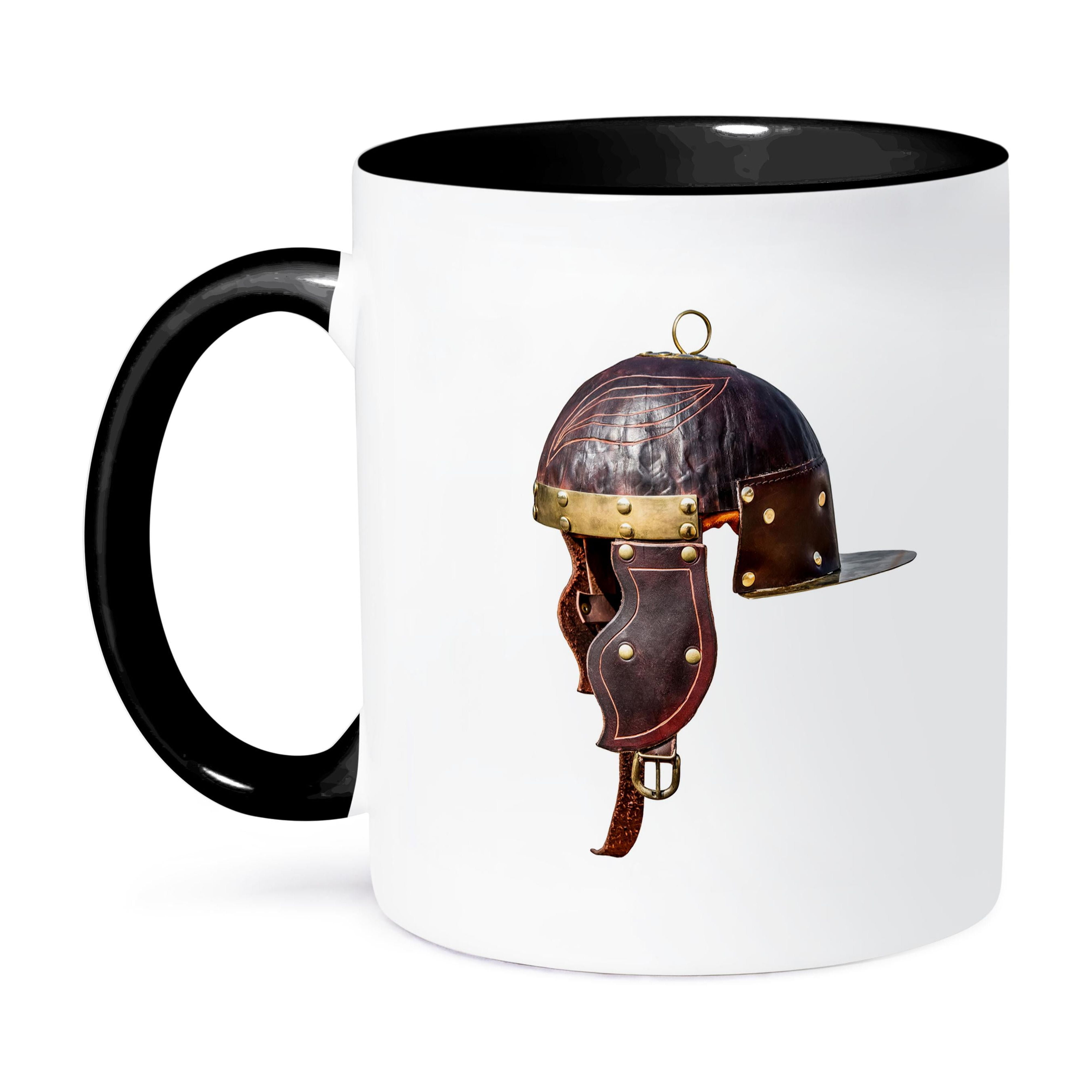 Ancient Roman Military Helmet, White Background, 11oz Two-Tone Black ...