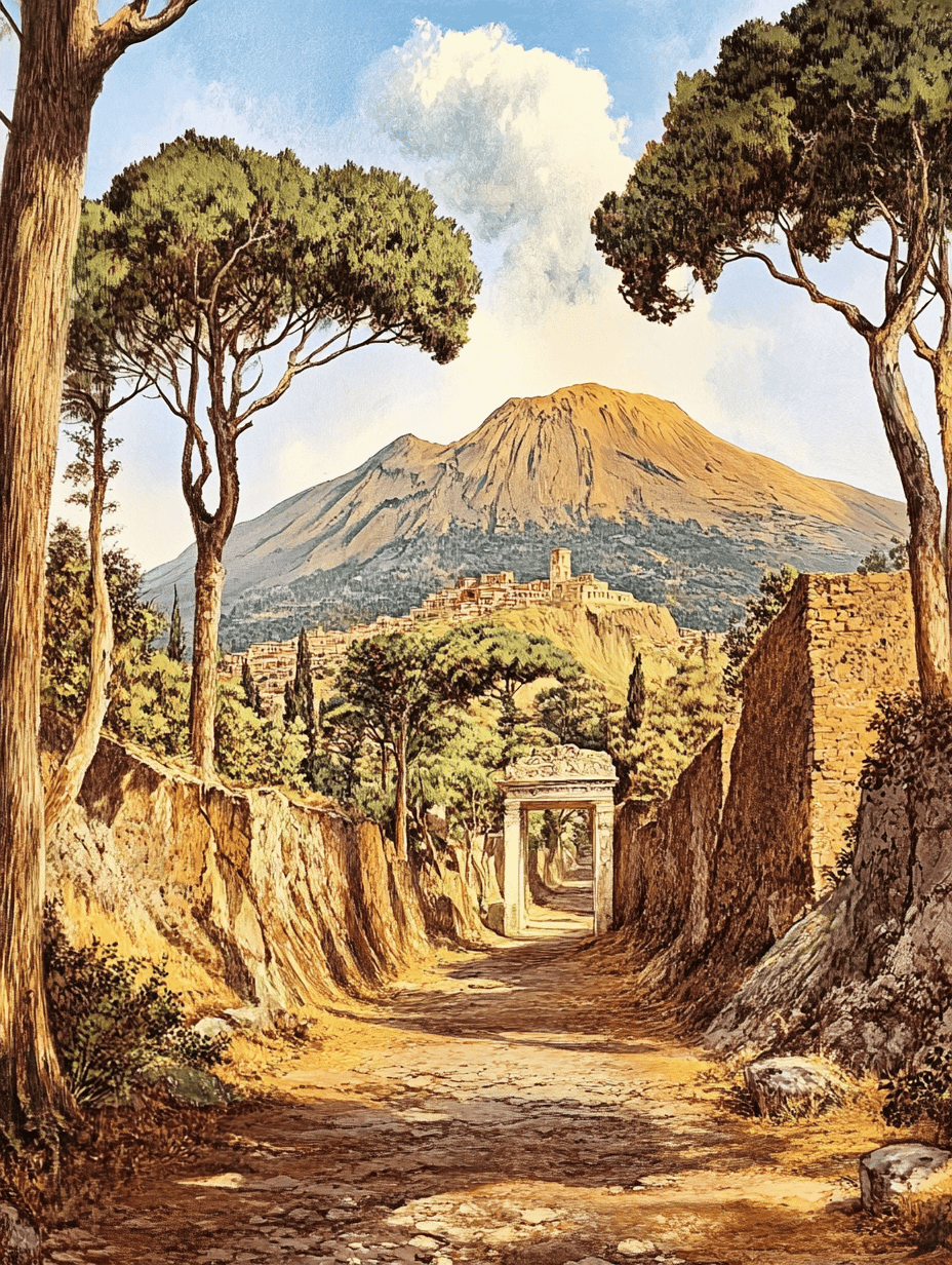 Ancient Roman Road and Mount Vesuvius Canvas Print/Wall Art，Perfect for ...
