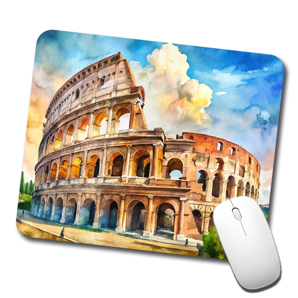 Ancient Rome Coliseum Watercolor Mouse Pad Low Profile Gaming Mat ...